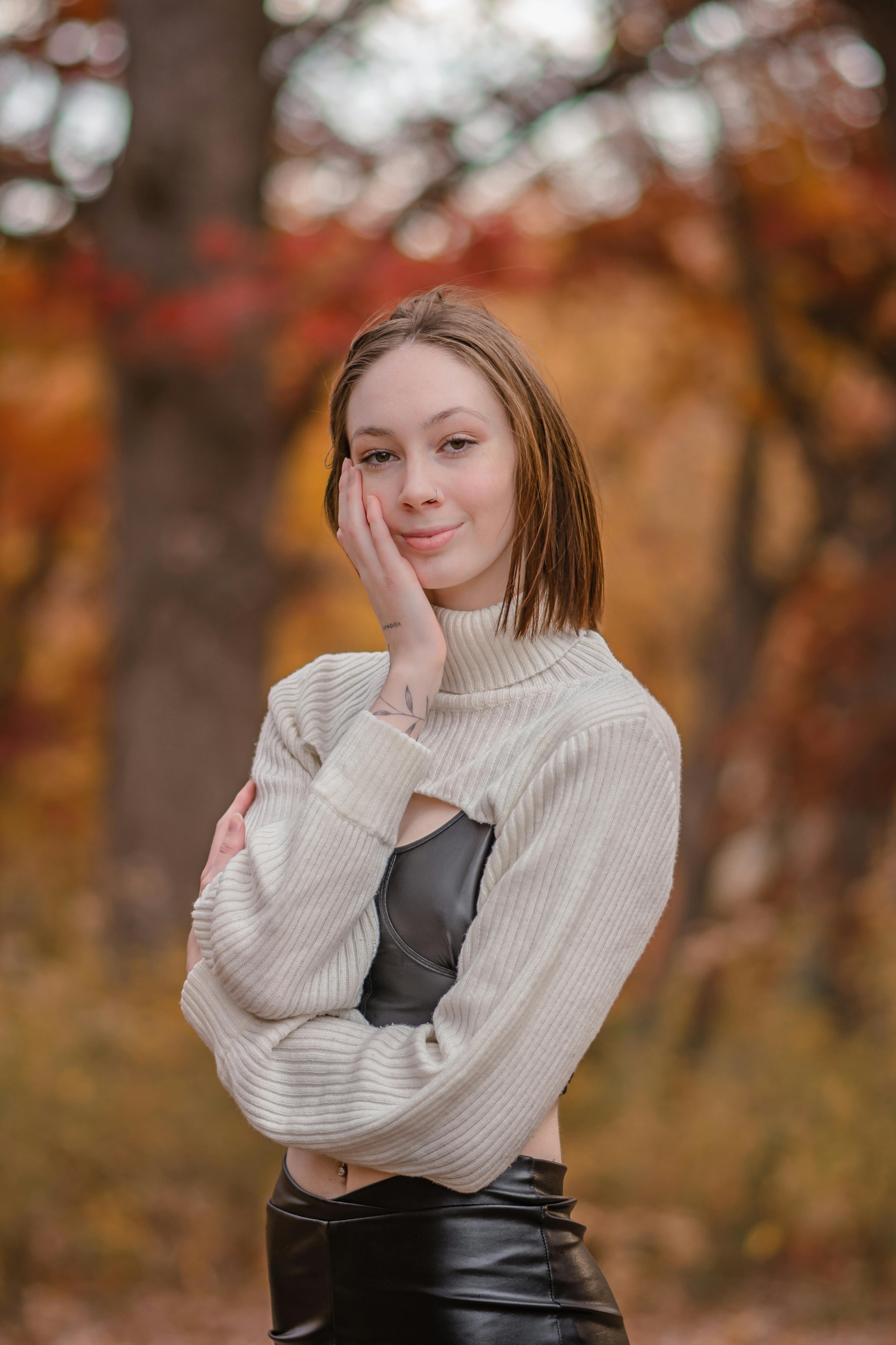 A Woman in a Super Cropped Sweater · Free Stock Photo
