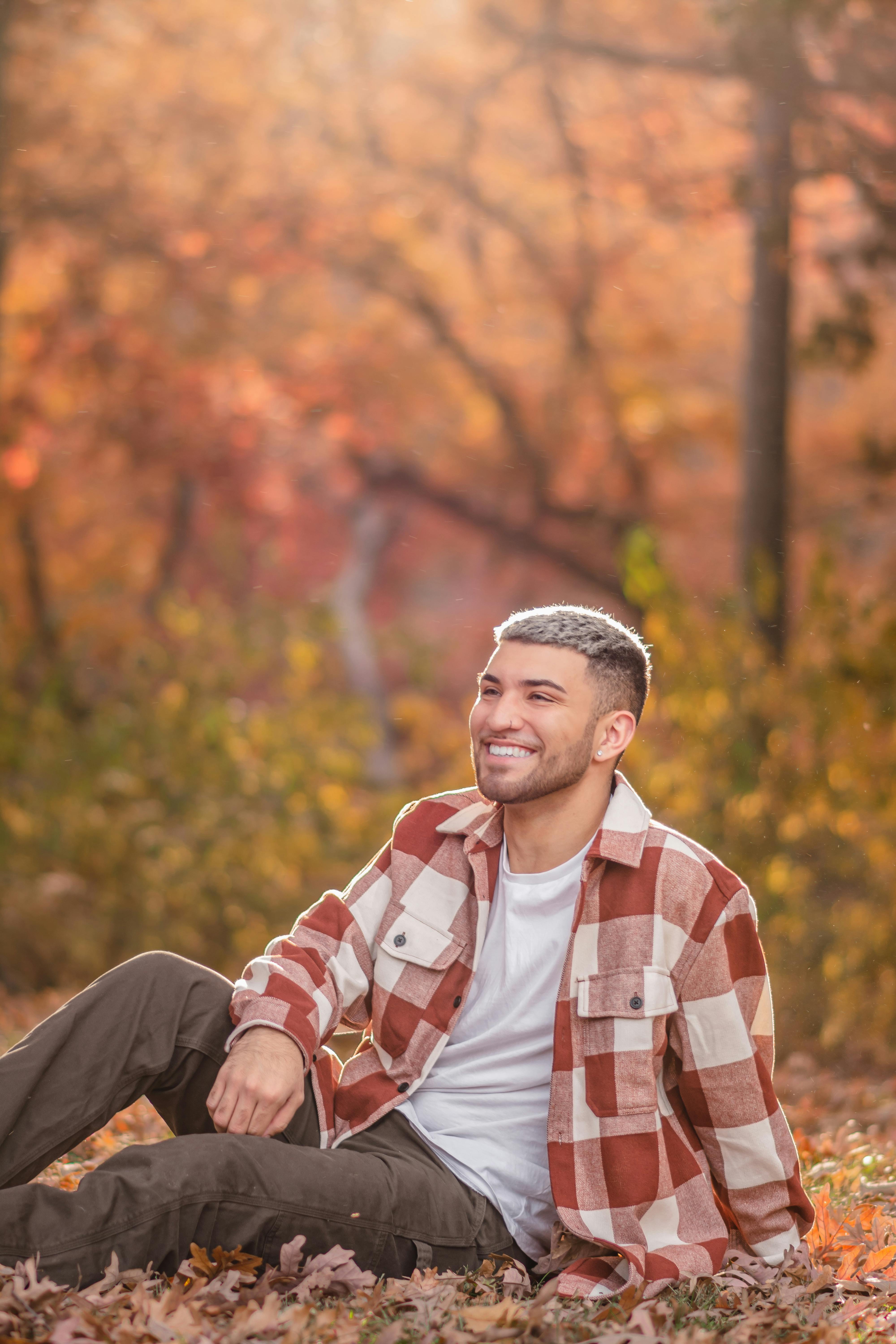 A Man Wearing Autumn Fashion Sitting on the Ground · Free Stock Photo