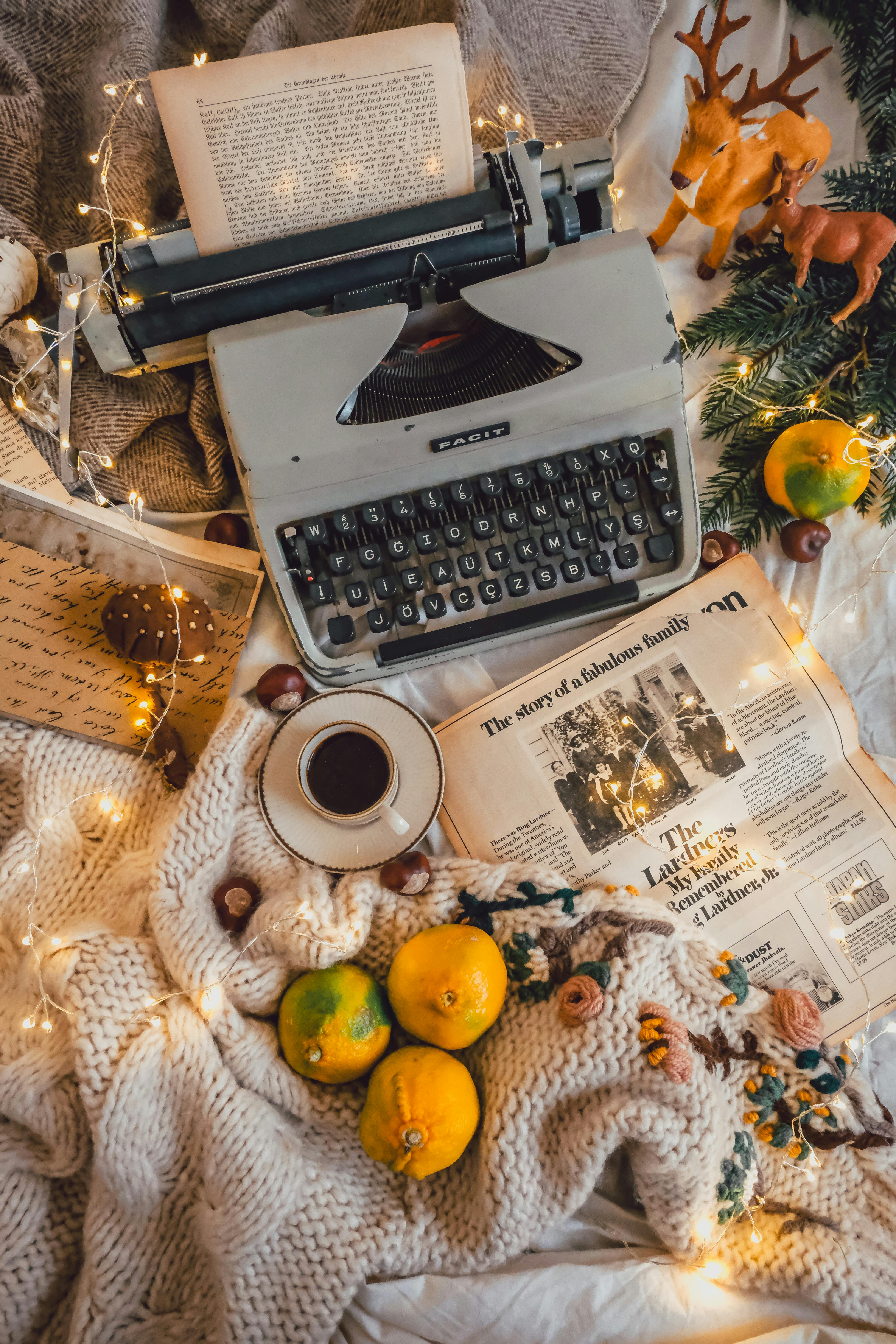 Typewriter Among Autumn Decoration · Free Stock Photo