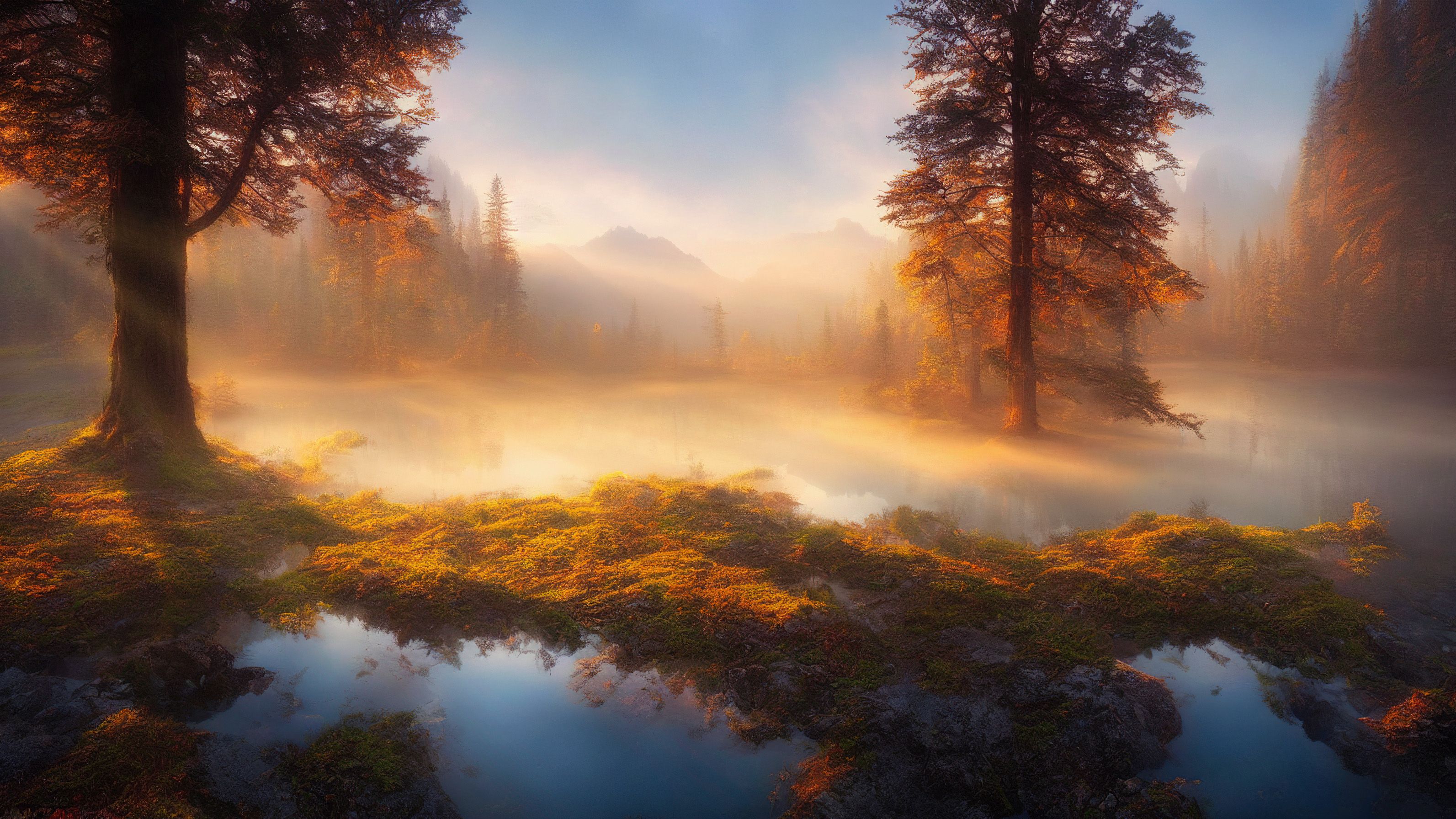 Sunbeams over Marsh in Autumn · Free Stock Photo