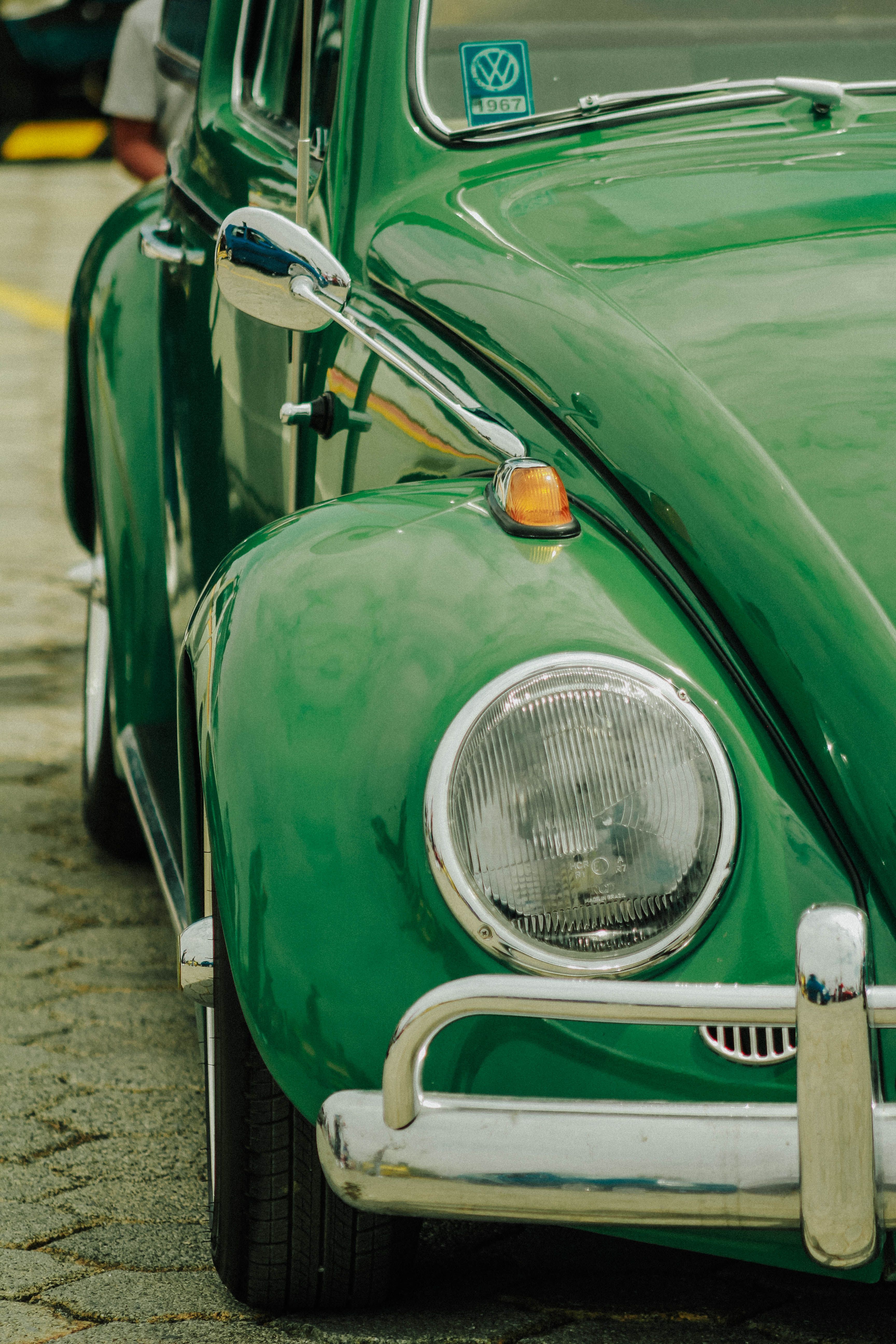 Classic White volkswagen beetle Coupe Parked Near Vehicle · Free Stock ...
