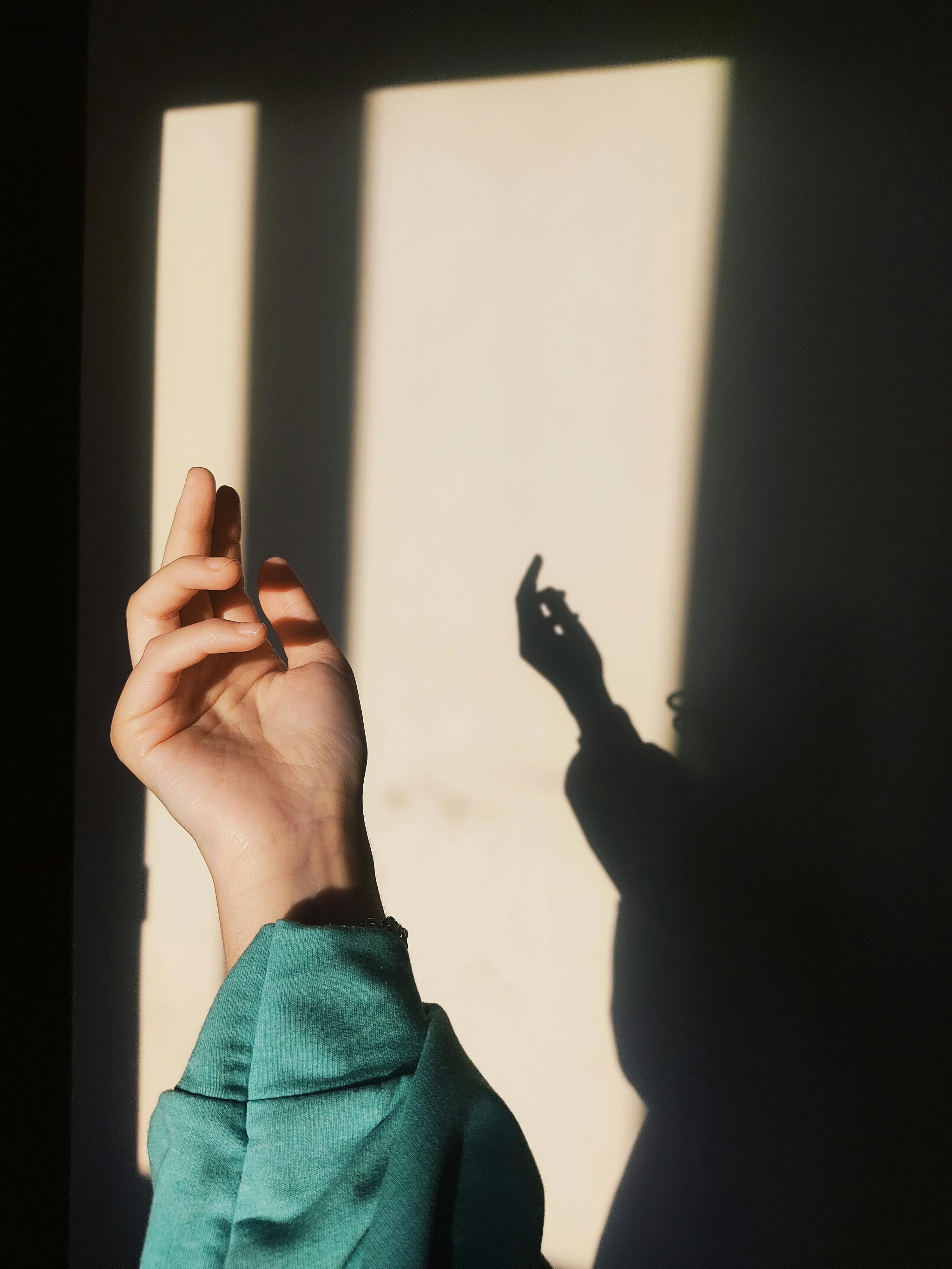 Womans Hand and Its Shadow on a Wall · Free Stock Photo