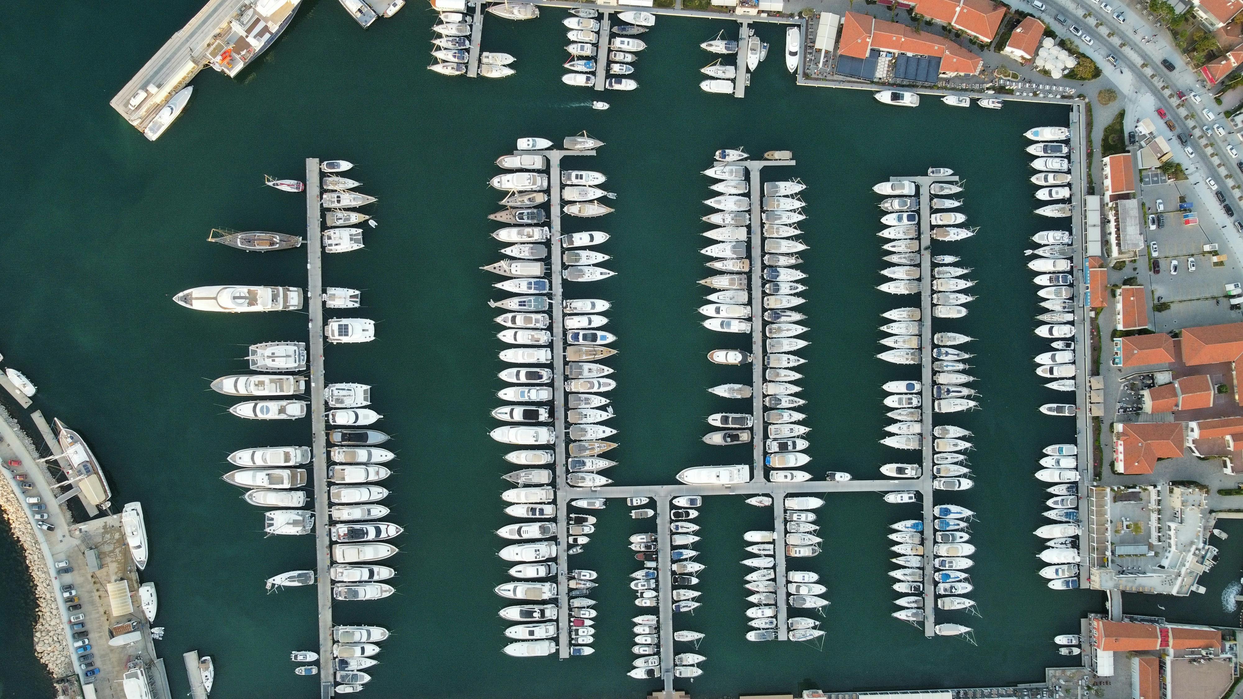 Aerial View of Boats Docked on Harbour · Free Stock Photo