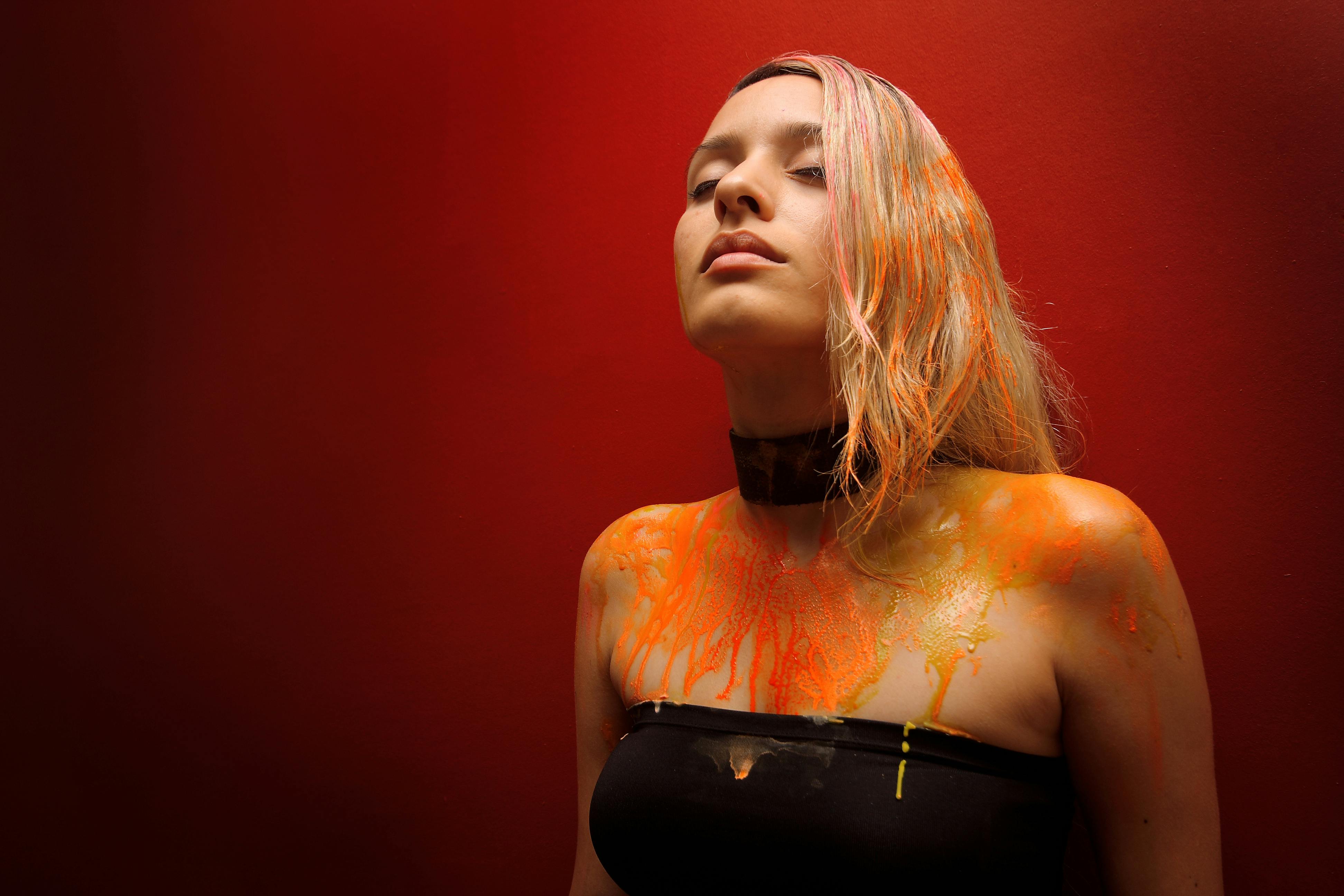 Photo of Woman Orange Paint on Body · Free Stock Photo