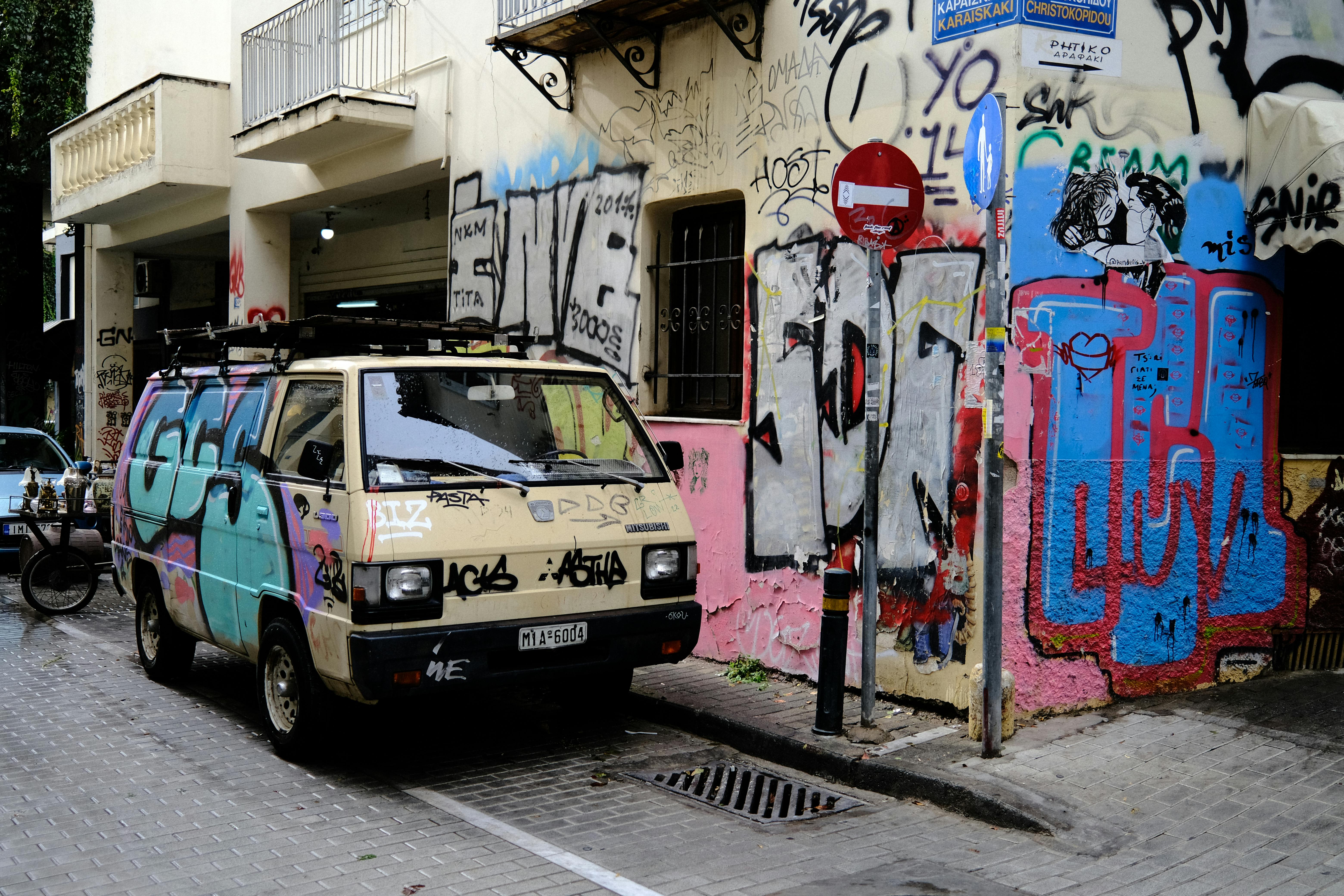 Photograph of a Van with Graffiti · Free Stock Photo
