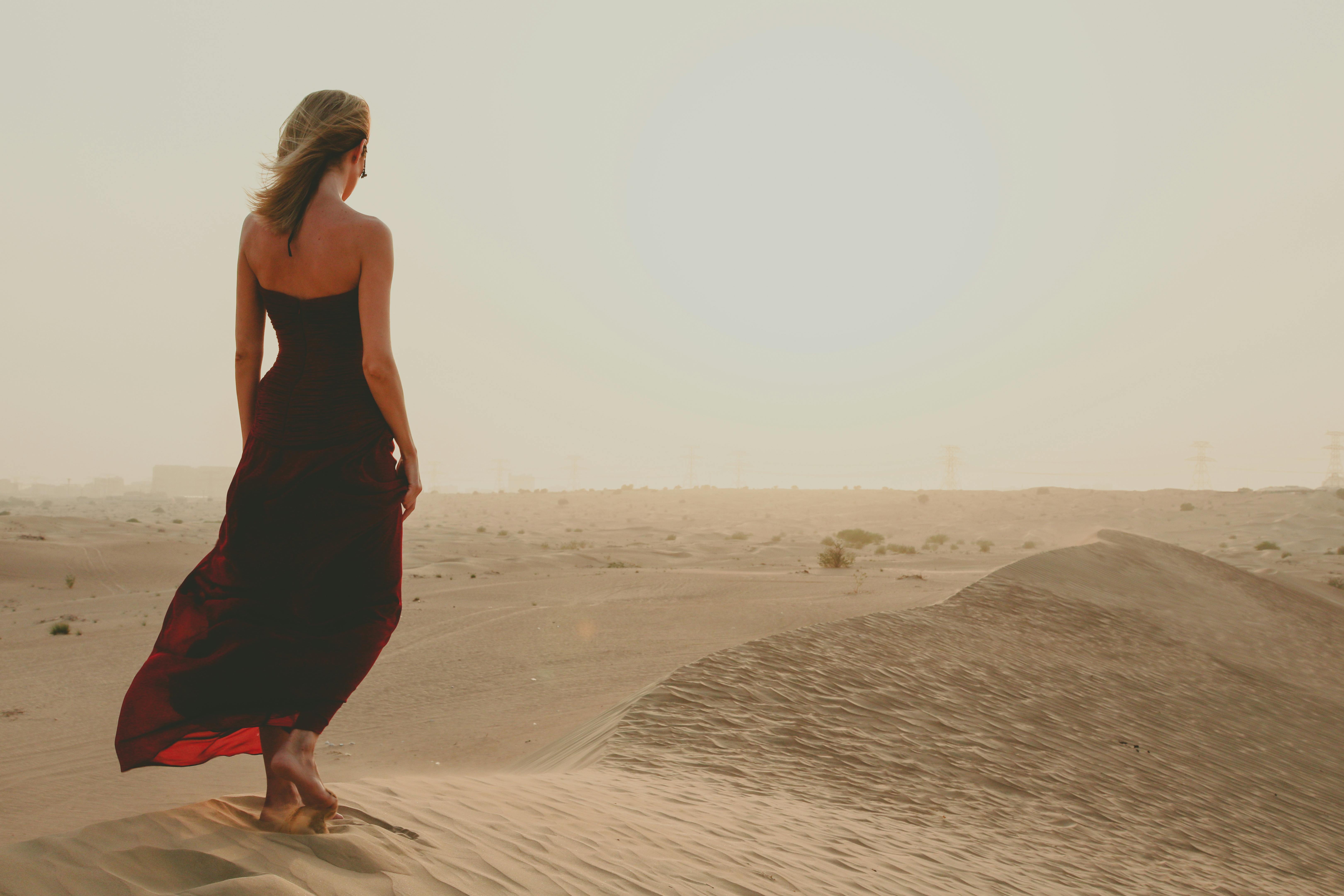 Back View of a Woman Wearing Red Dress · Free Stock Photo