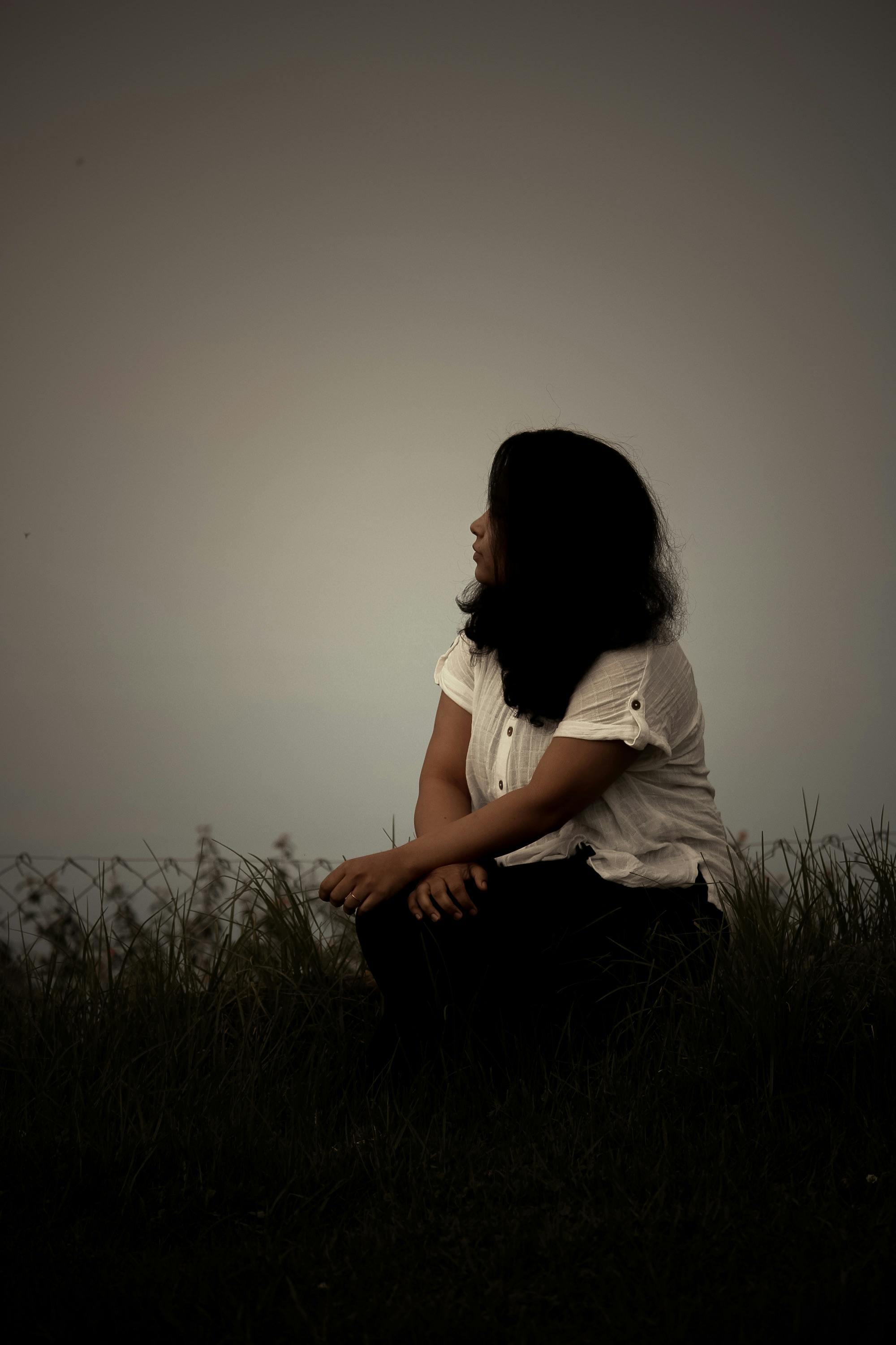 Woman in White Blouse Looking at White Wall · Free Stock Photo