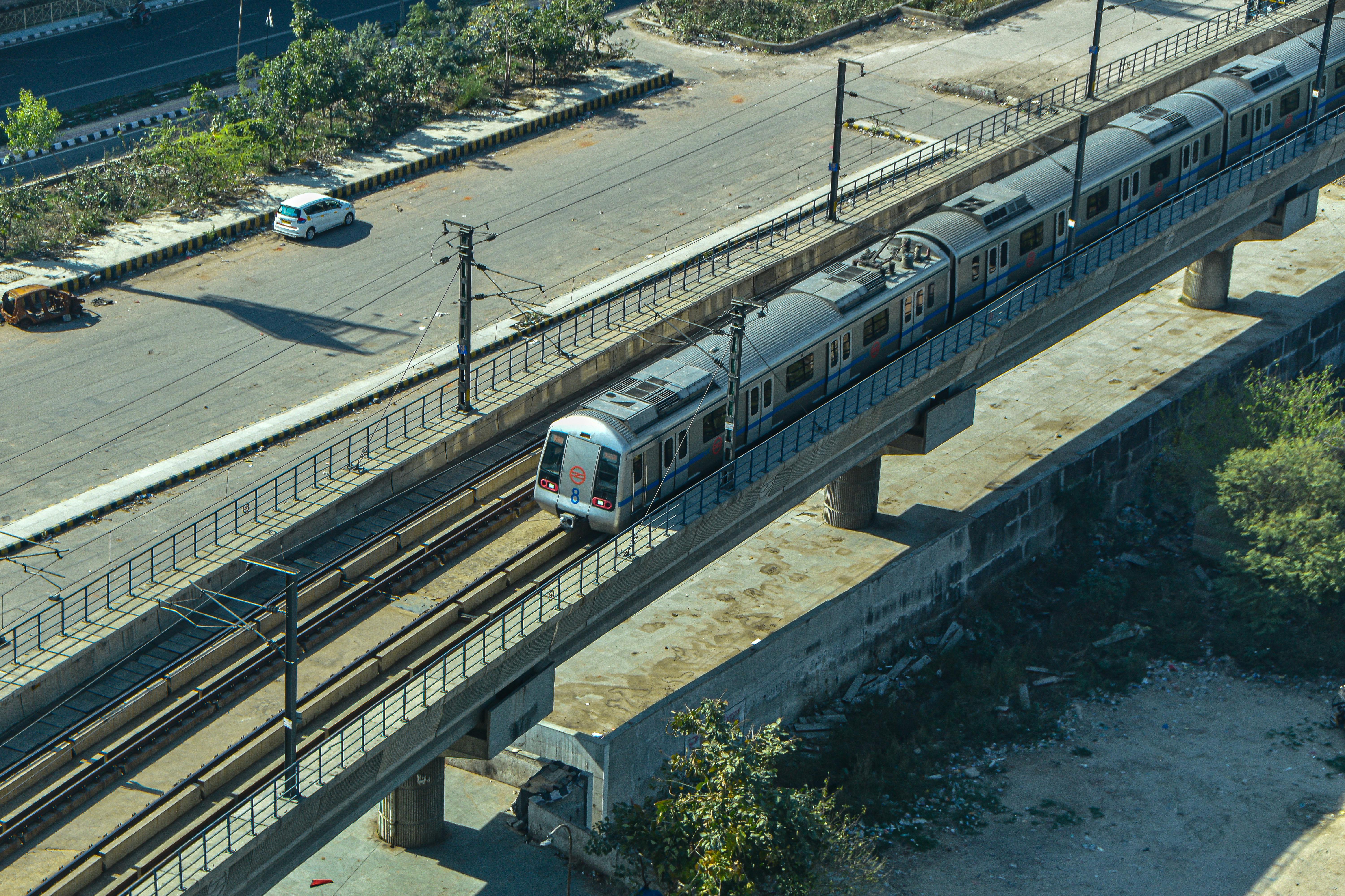 Aerial View of Train on Railroad · Free Stock Photo