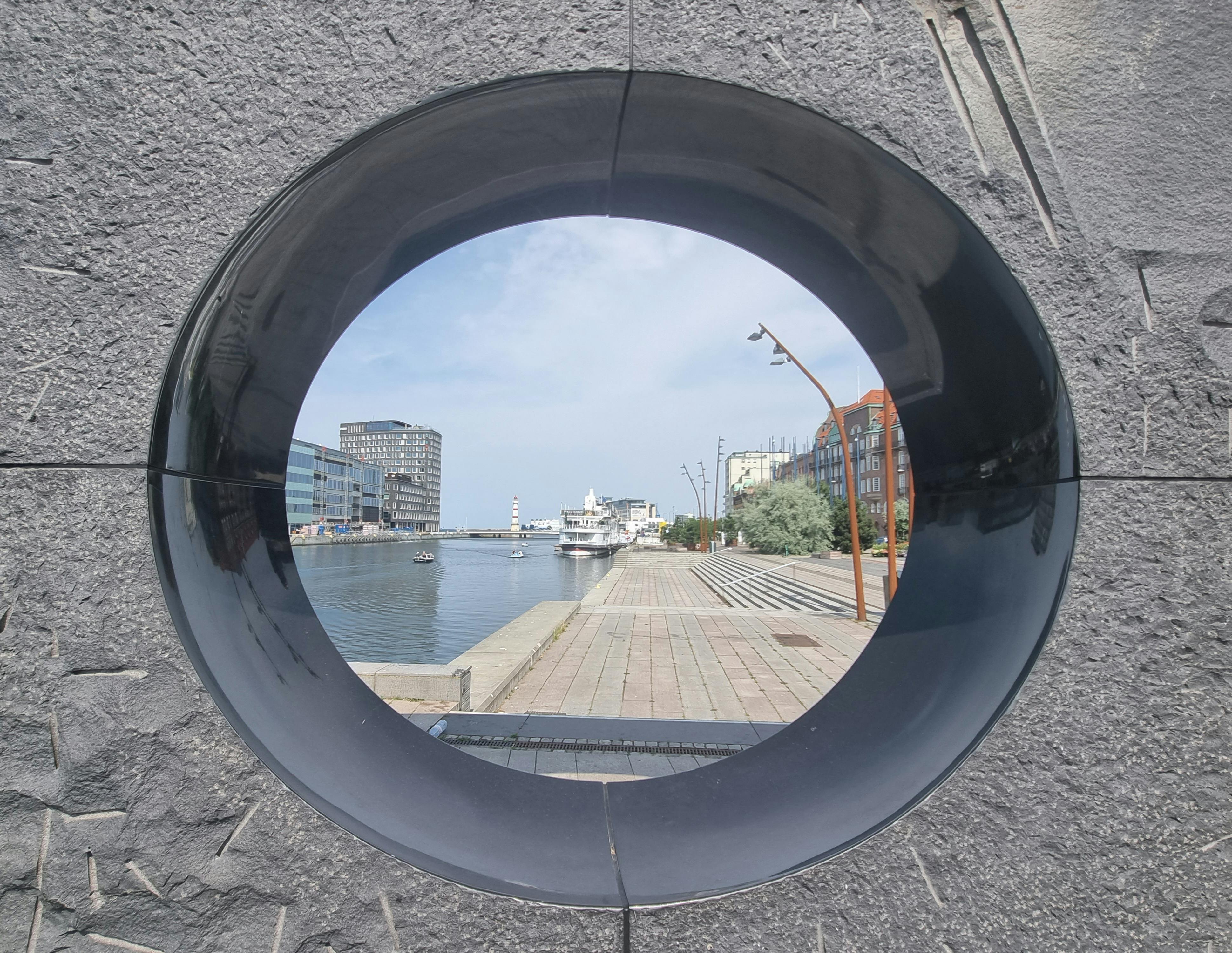 Harbor Seen through a Hole · Free Stock Photo