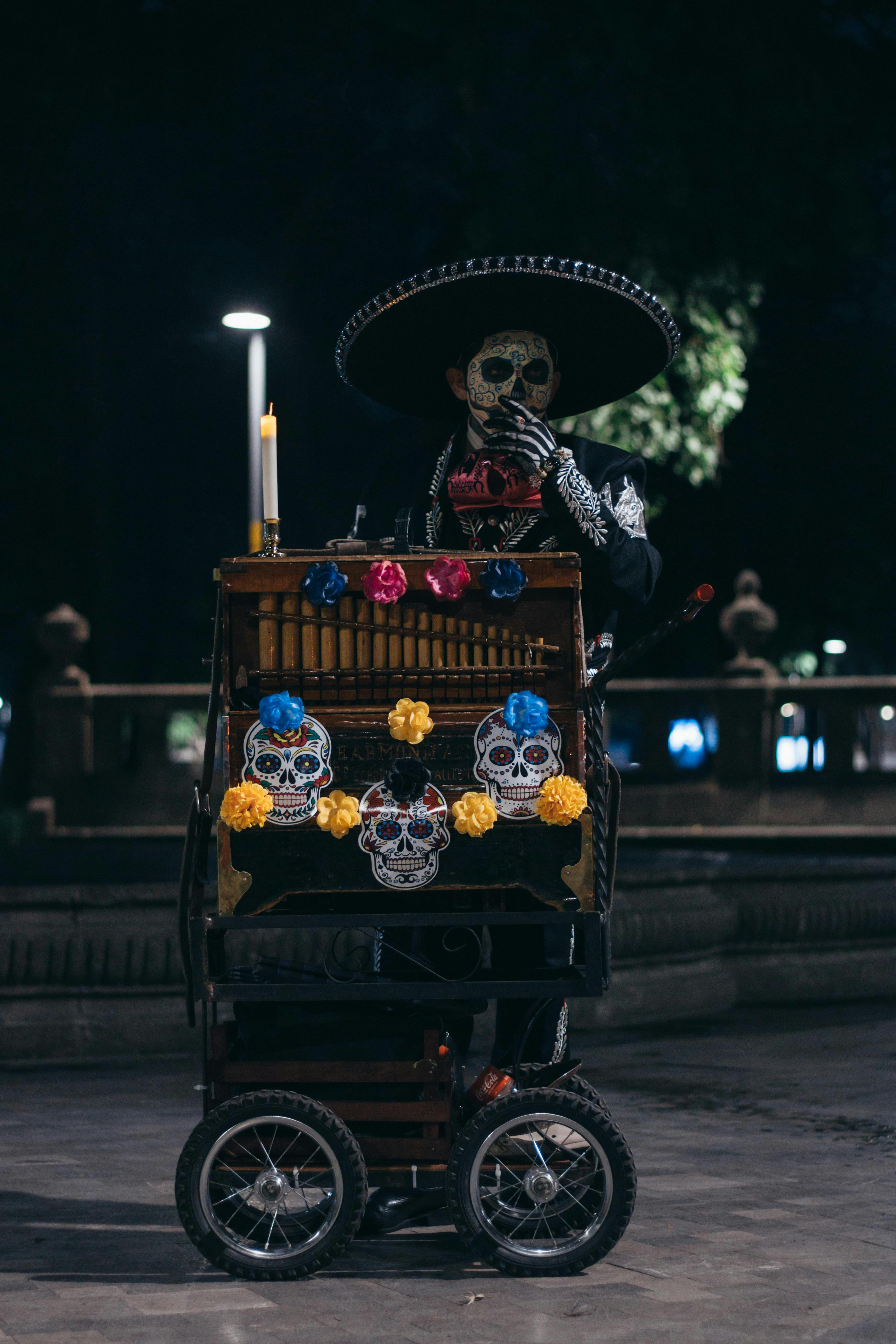 Man in Costume with Spooky Cart · Free Stock Photo