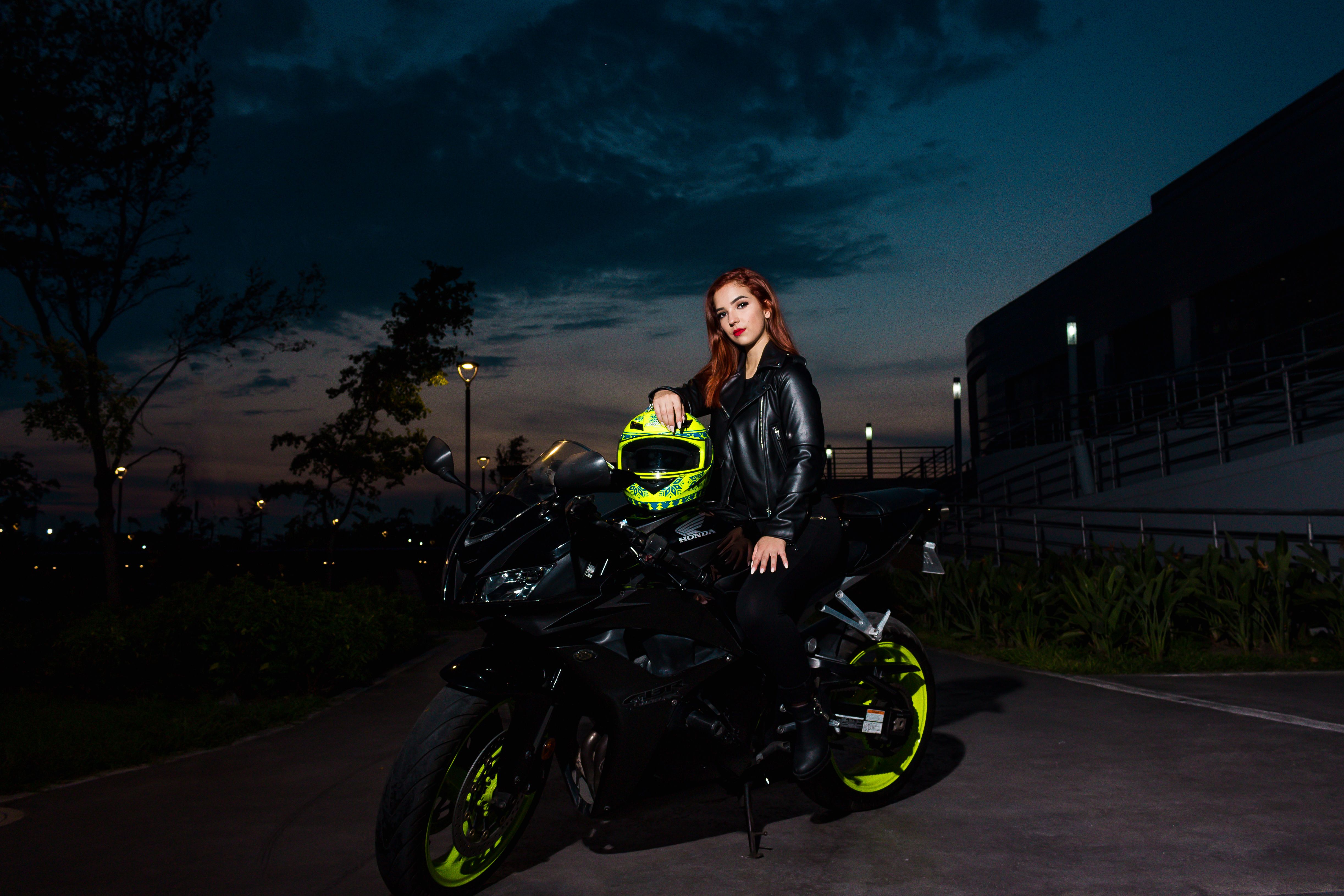 Beautiful Woman on a Big Bike · Free Stock Photo