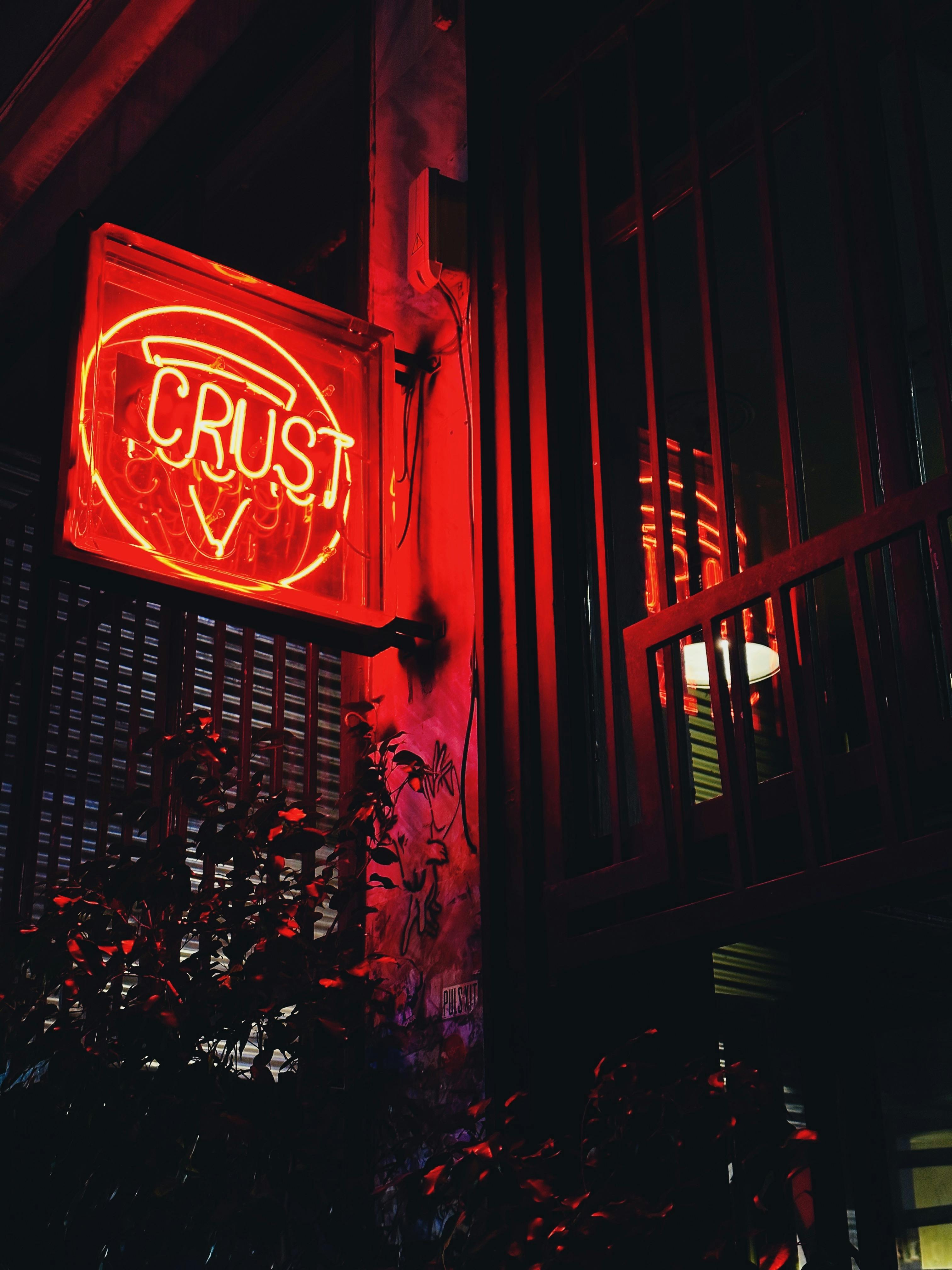 Neon on Building Wall · Free Stock Photo