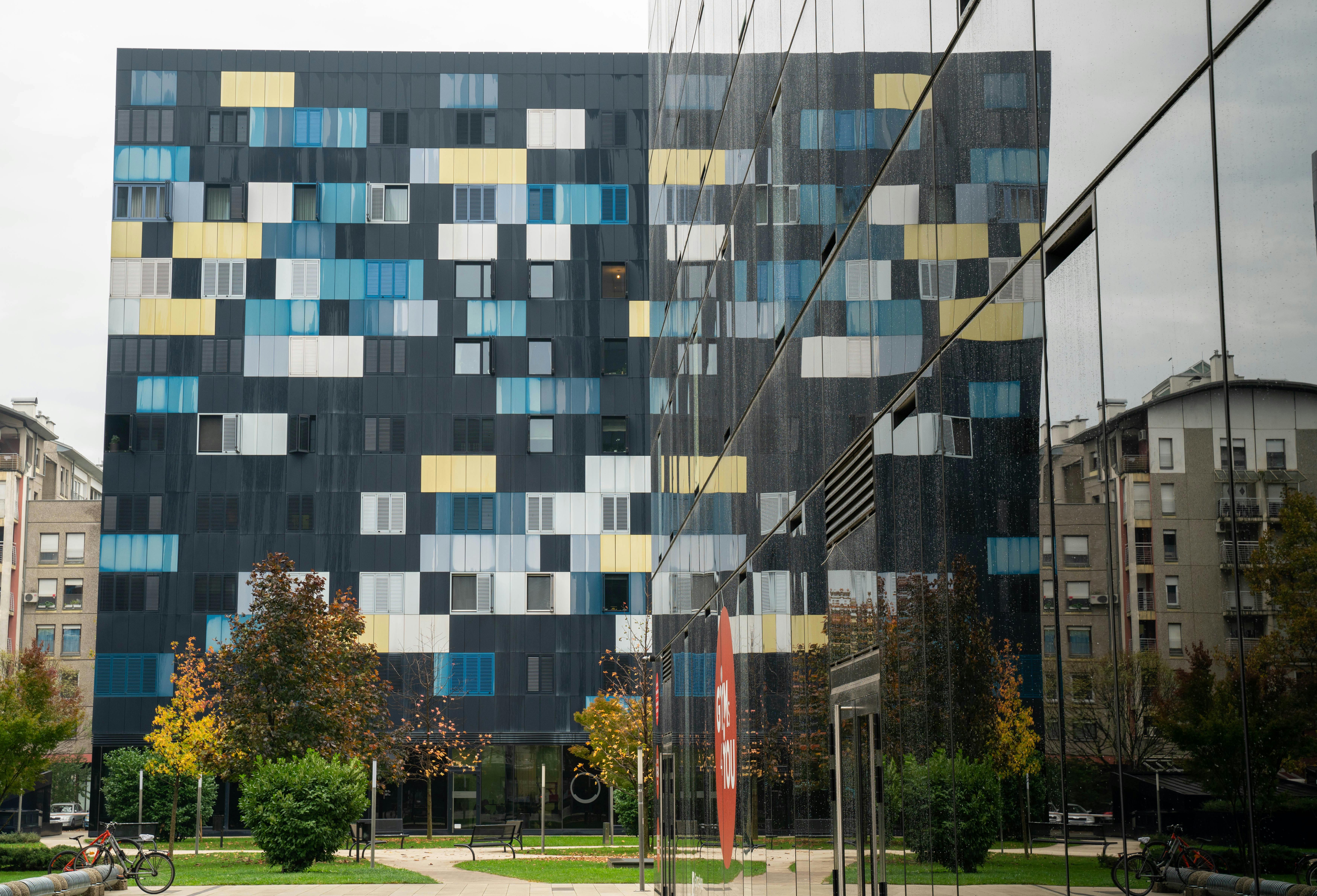 Modern Geometric Building Reflection in Glass Construction · Free Stock ...
