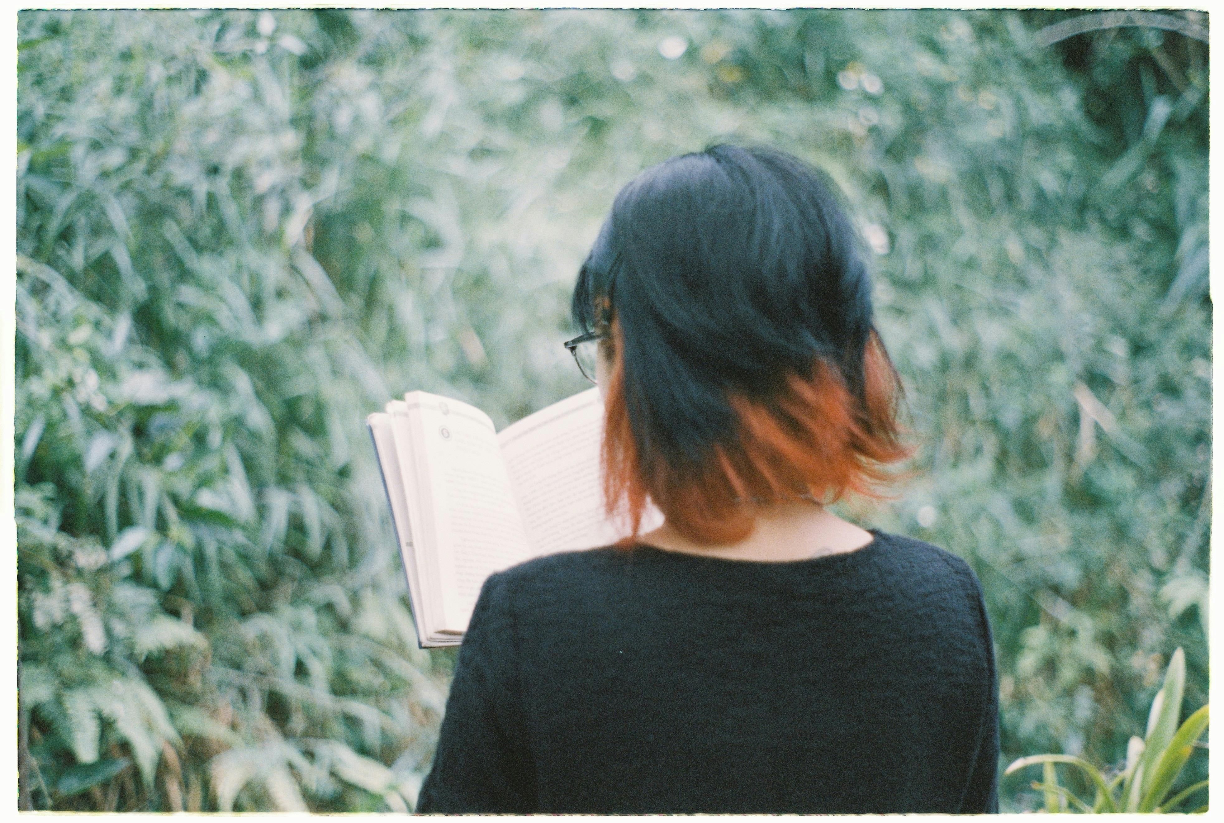Back View of a Girl Reading a Book · Free Stock Photo