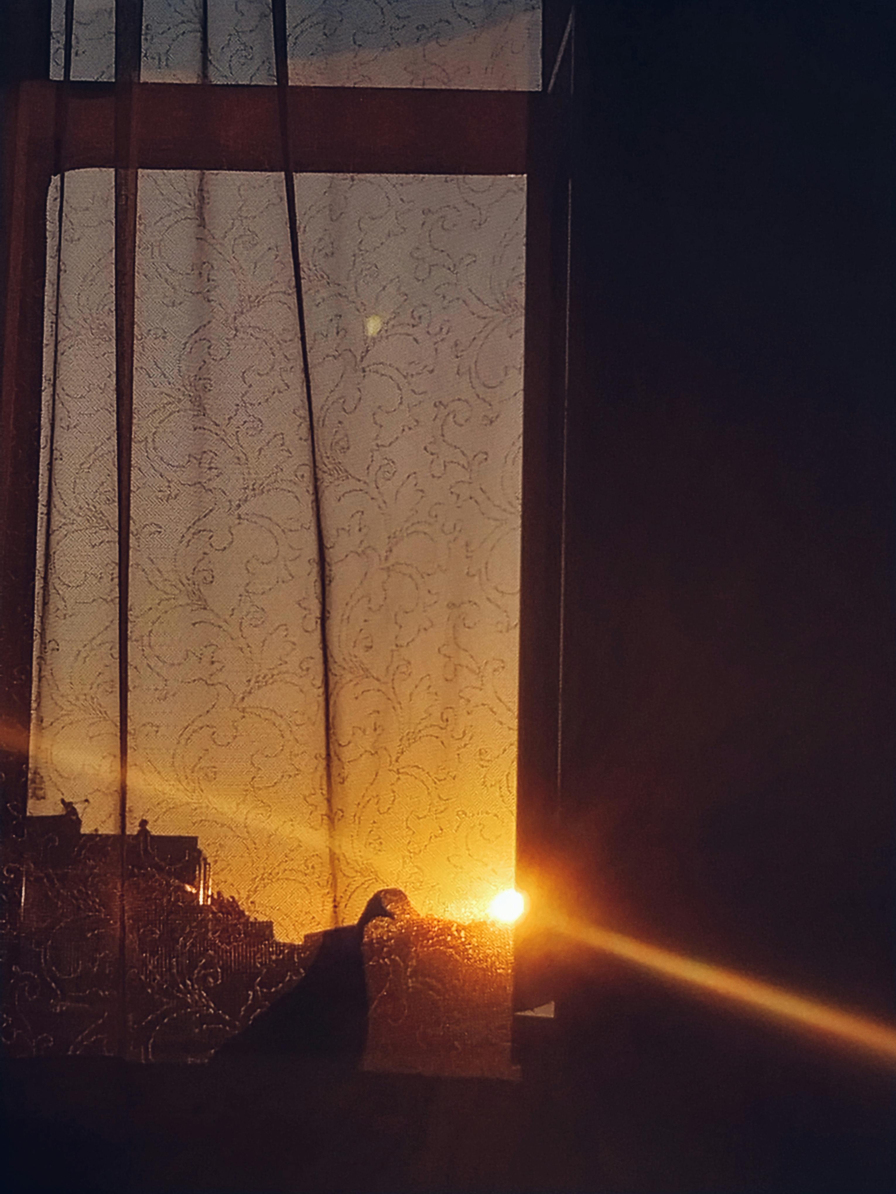 View from Window with Curtain on Sun Backlit · Free Stock Photo