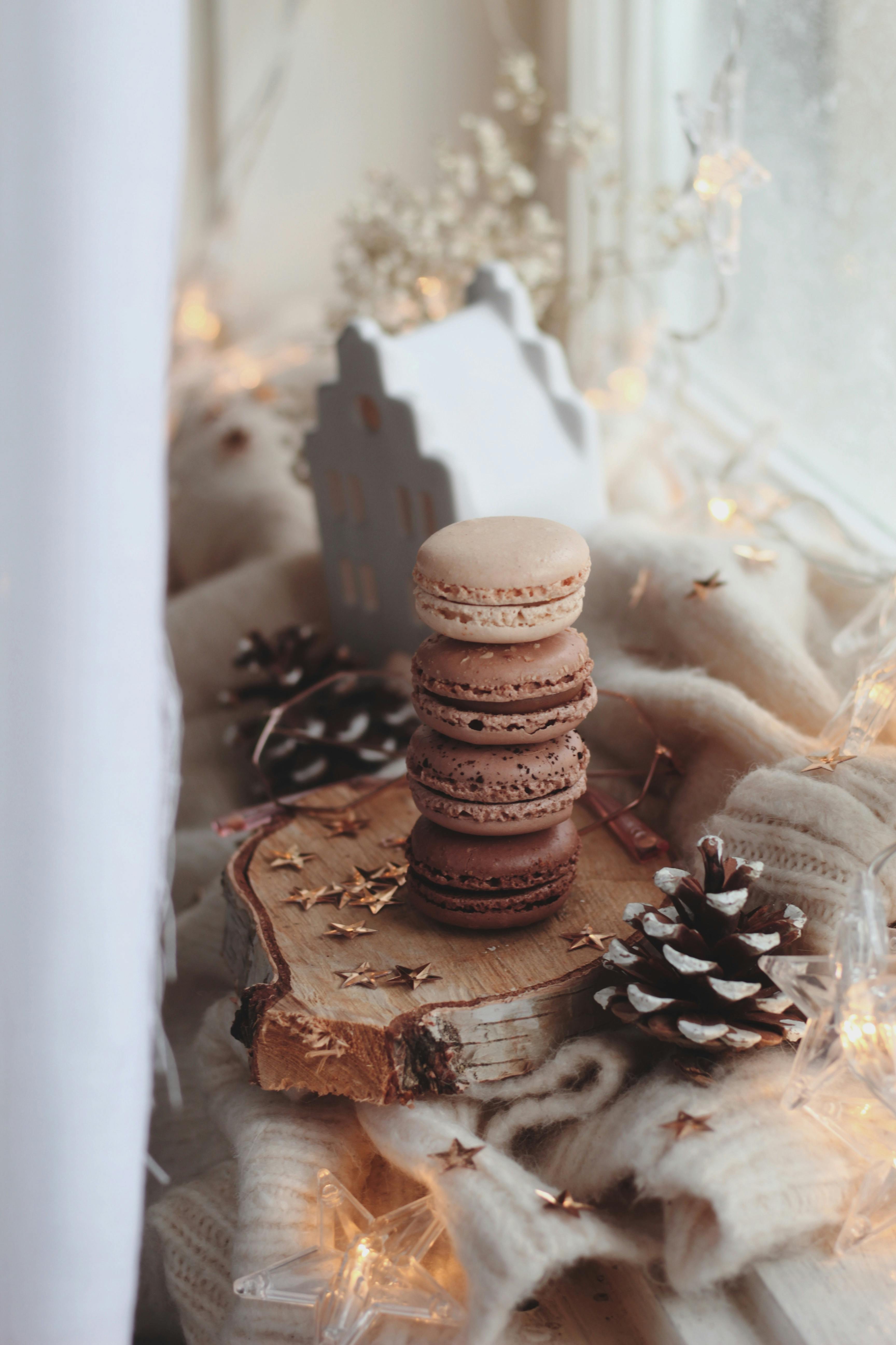 Stack of Macarons by Pine Cones · Free Stock Photo