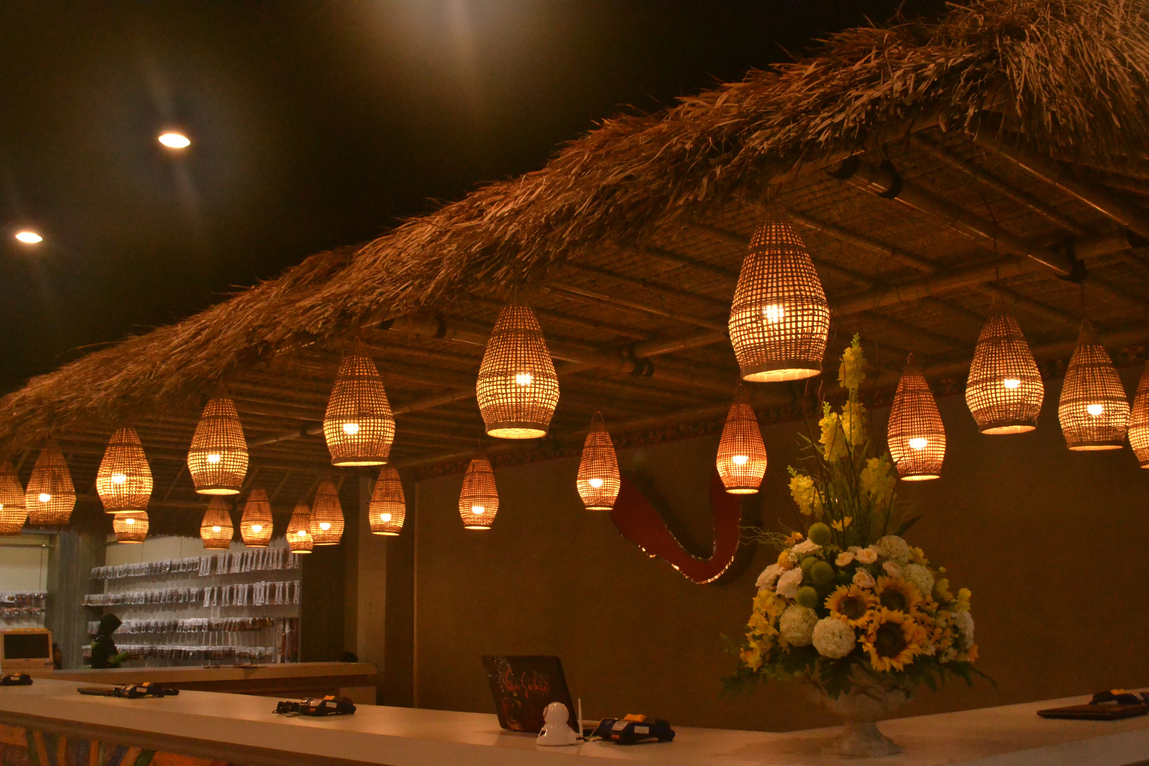 A Bar Counter with Hanging Lights · Free Stock Photo