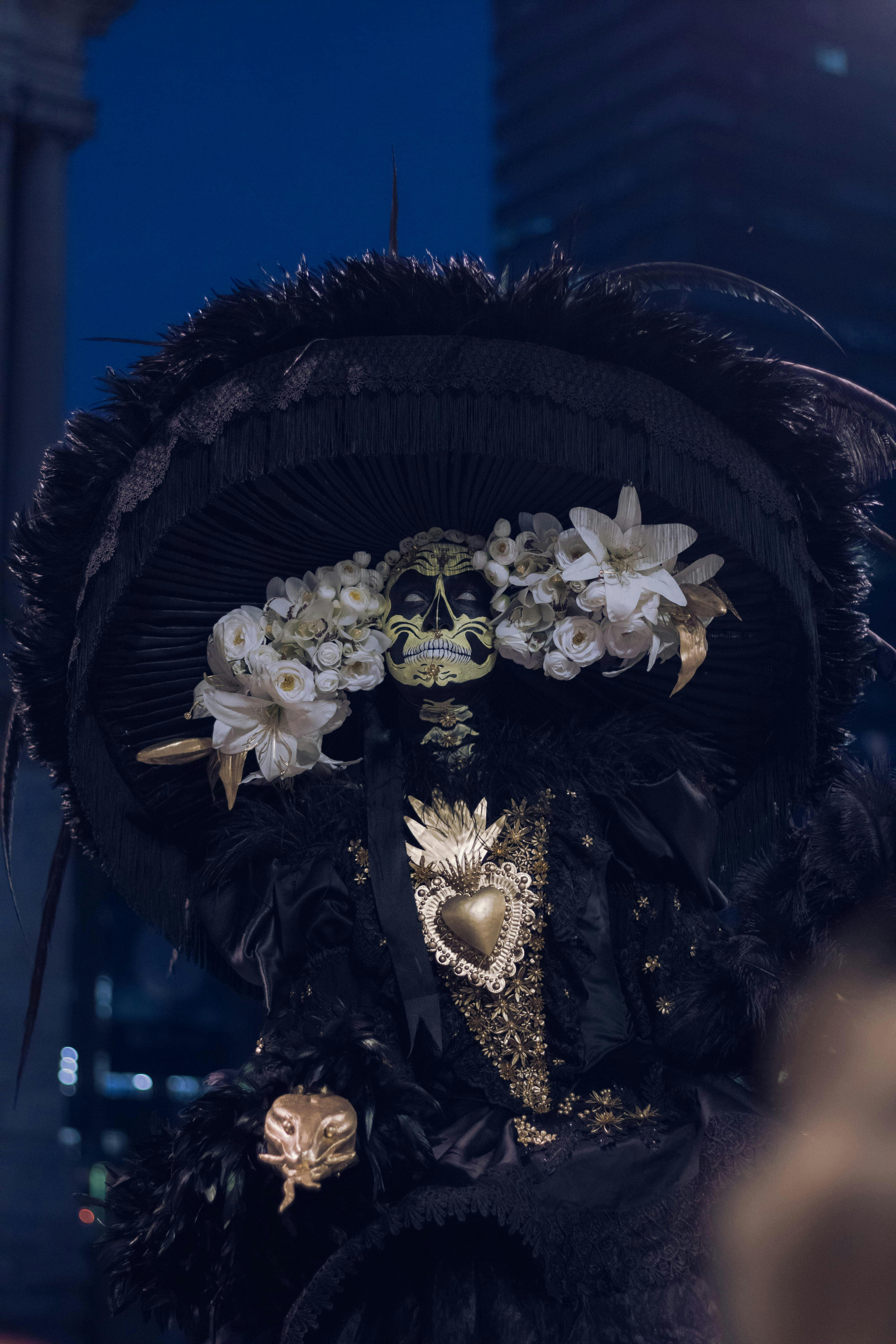 Scary Statue in Costume at Night Street Festival · Free Stock Photo