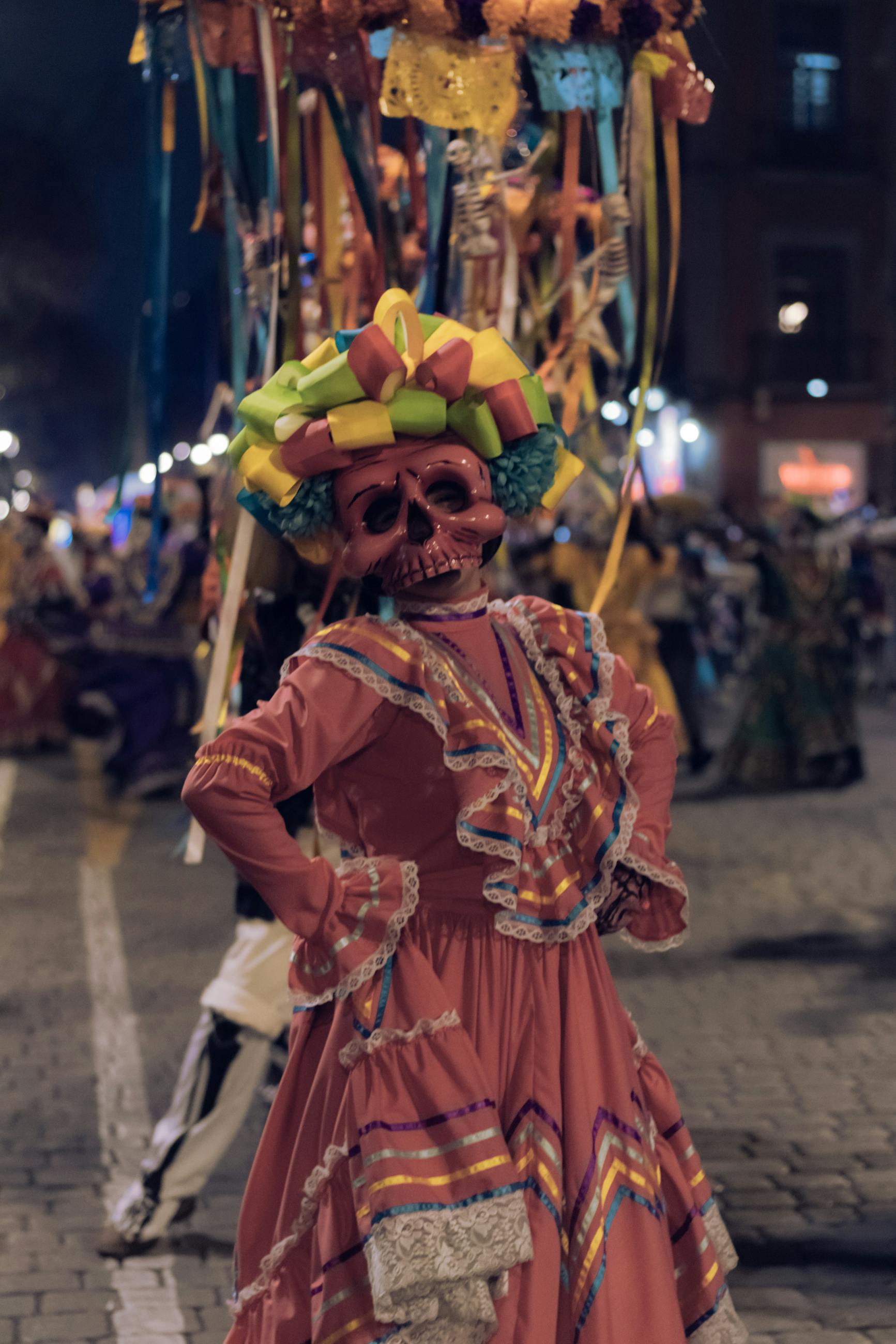 A Person in Costume Wearing Skull Mask During the Day of the Dead ...