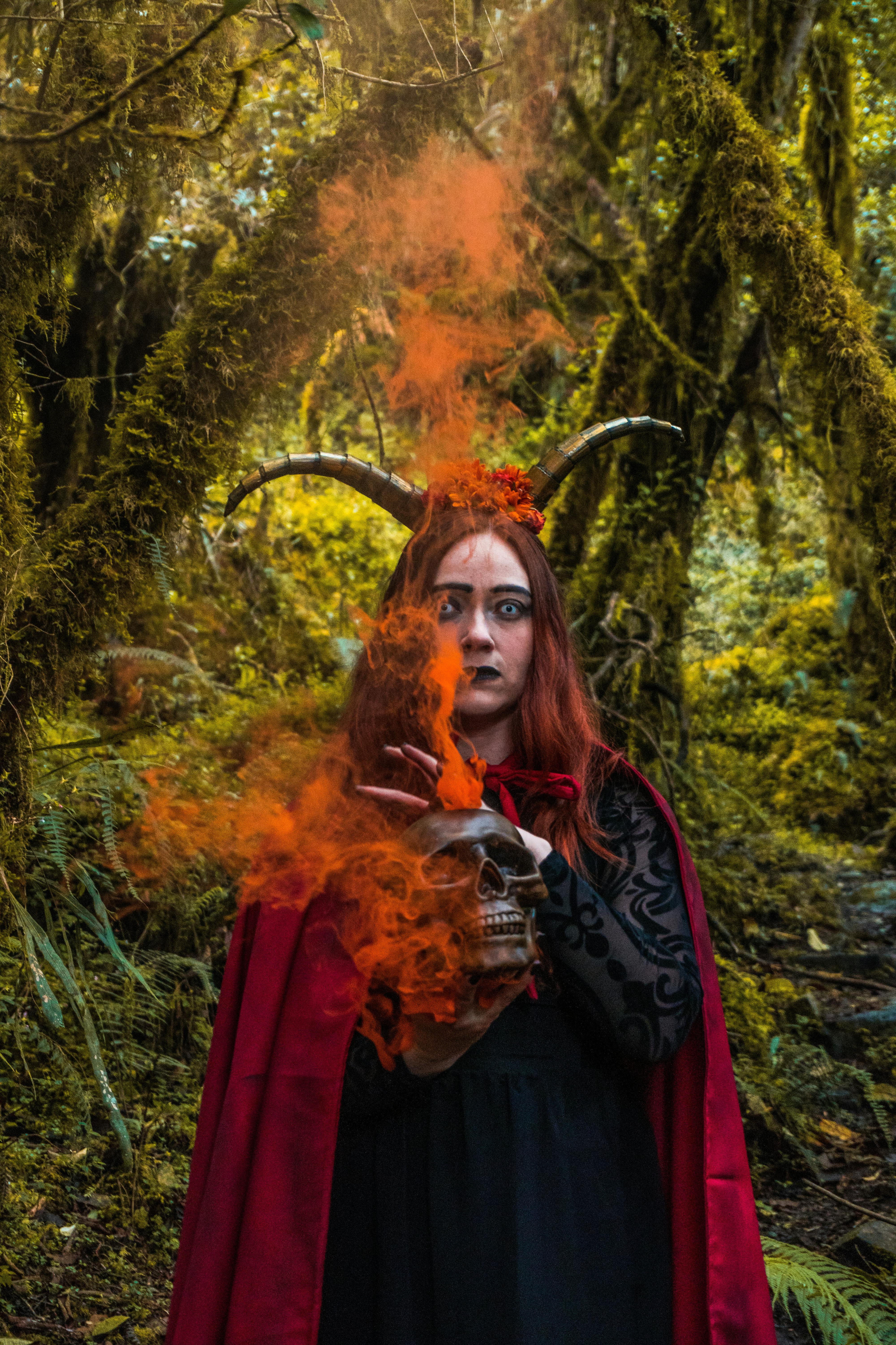 Woman Wearing Witch Costume in Forest · Free Stock Photo