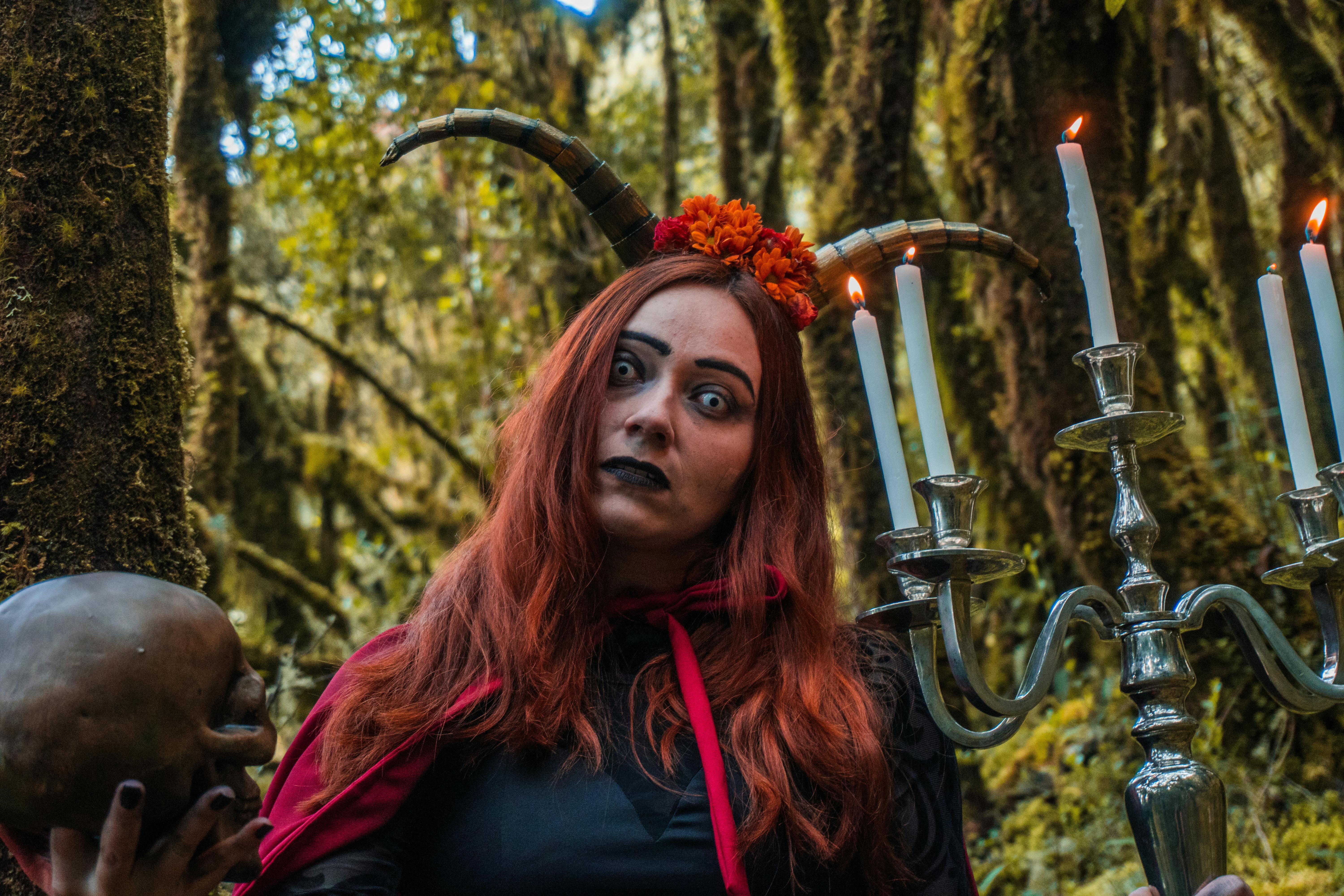 Woman Wearing Witch Costume in Forest · Free Stock Photo