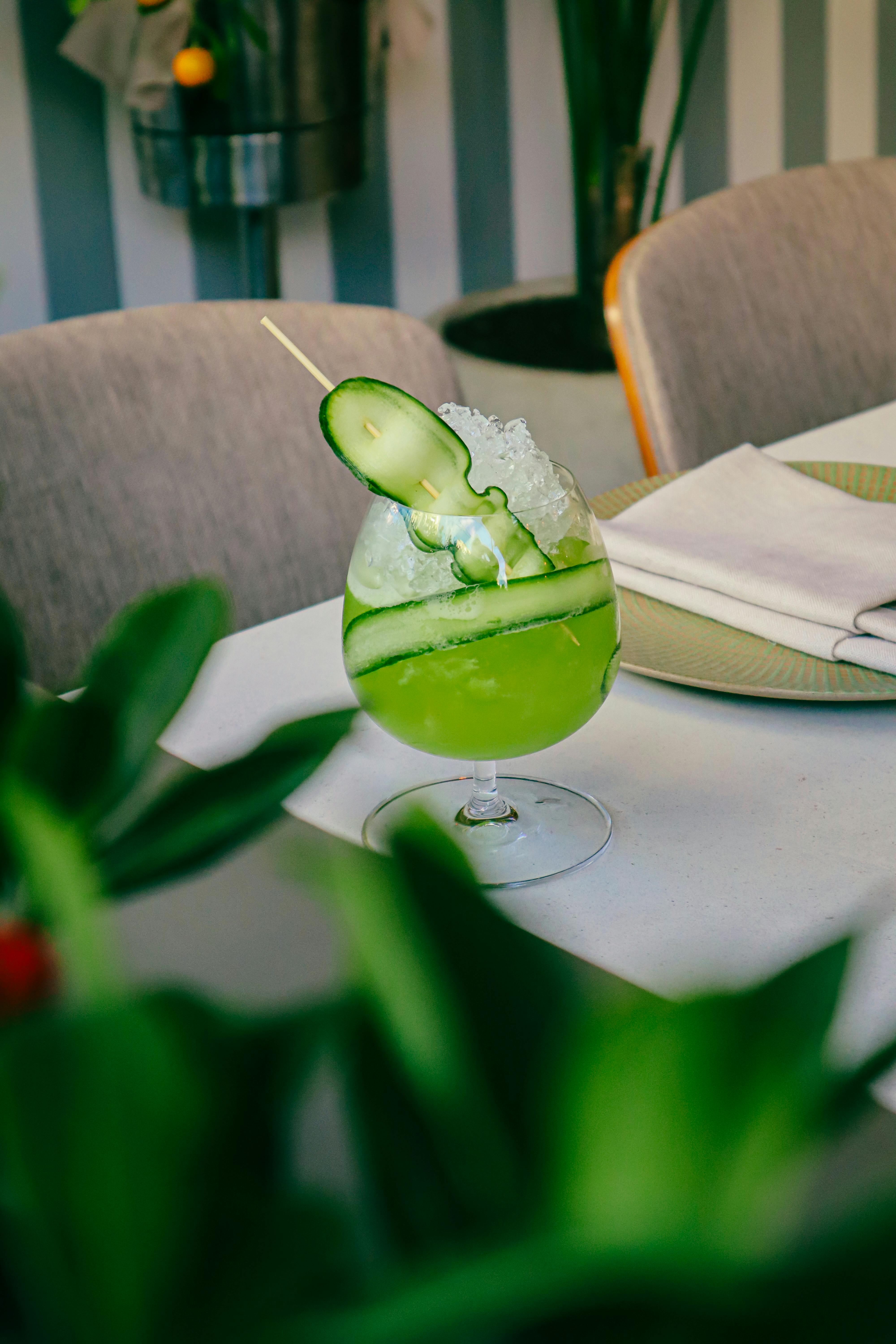 Green Cocktail on Table · Free Stock Photo