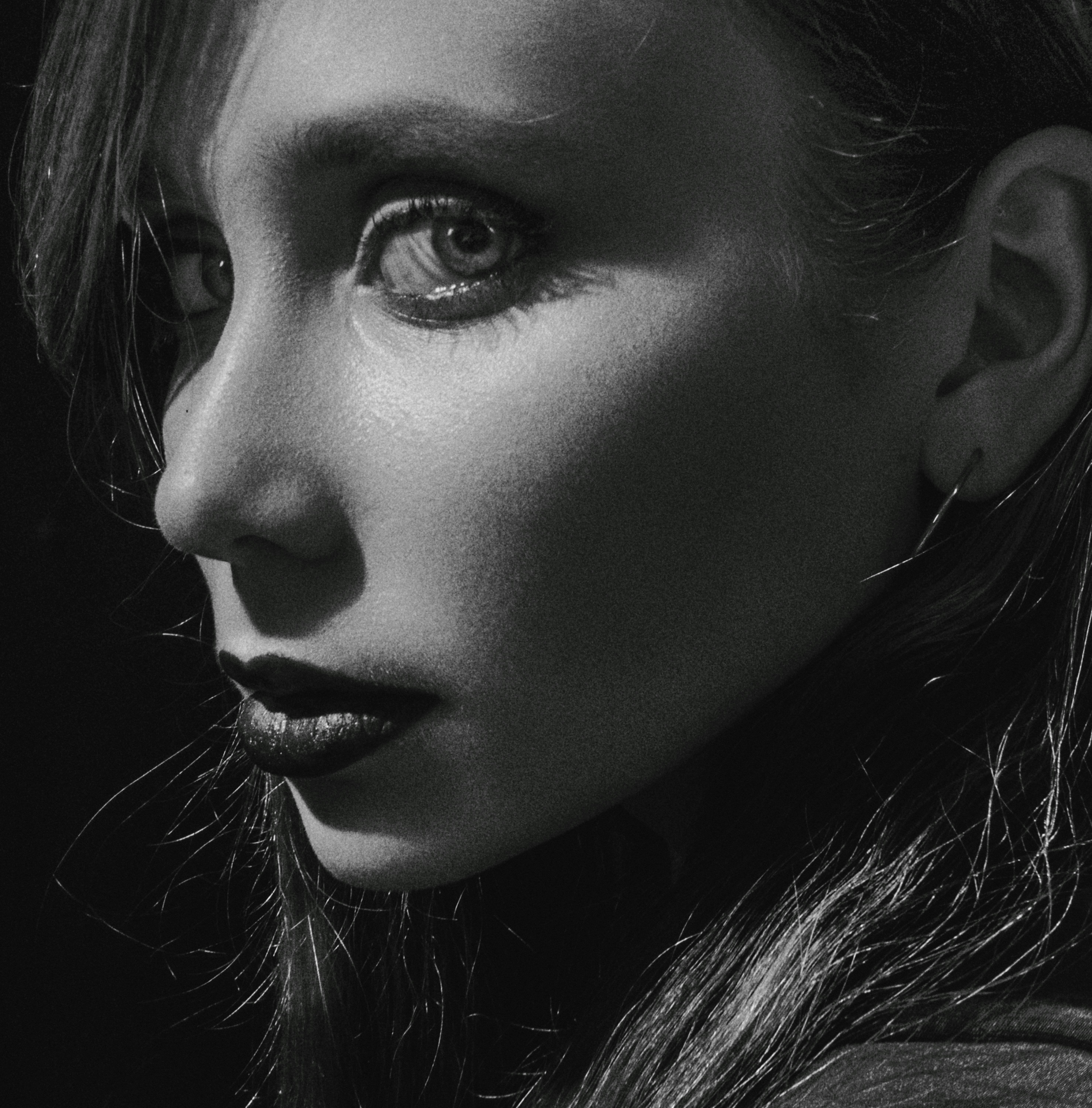 Grayscale Photo of Woman's Face · Free Stock Photo