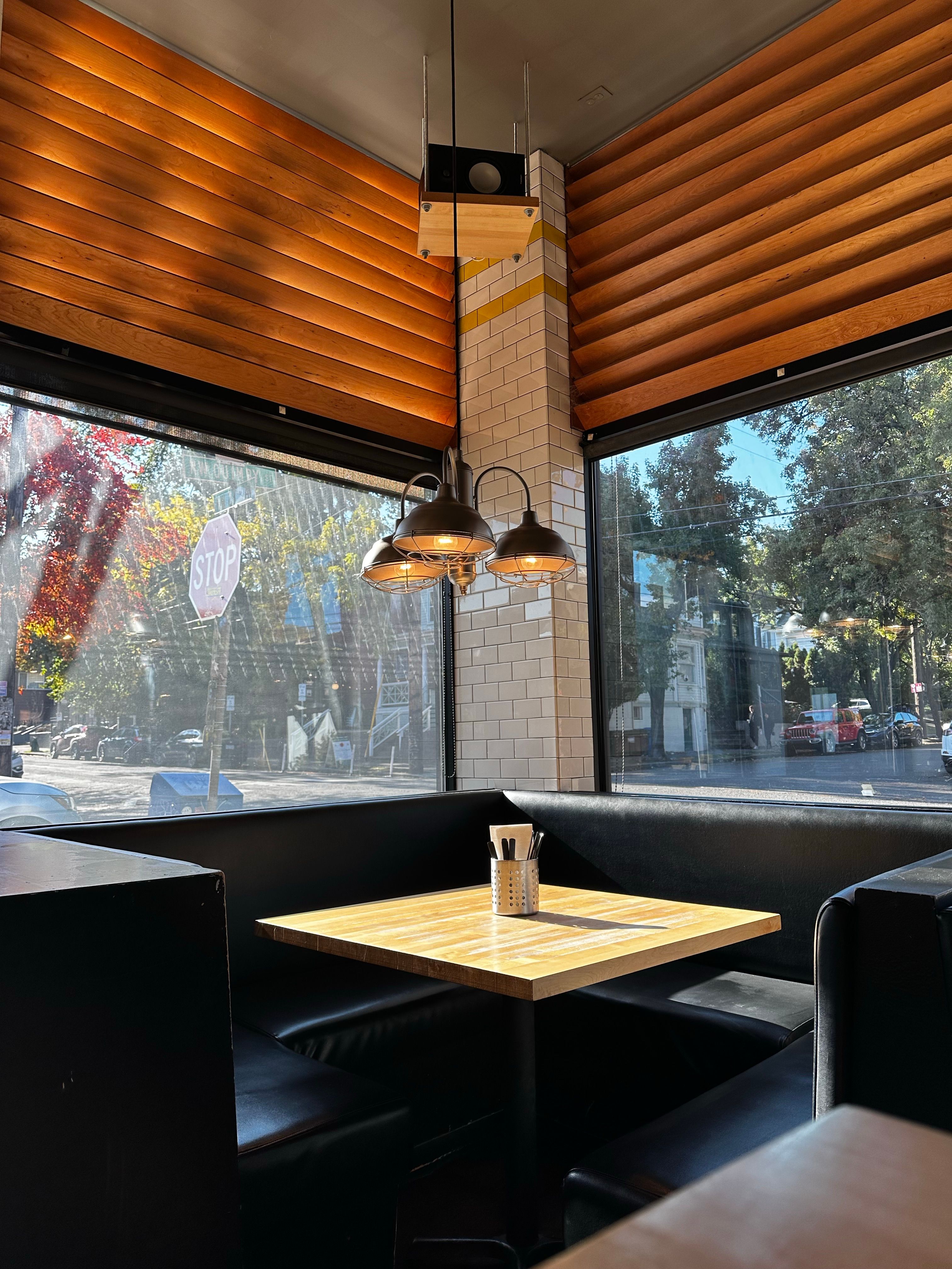 Wooden High Chairs and Tables in Bar · Free Stock Photo