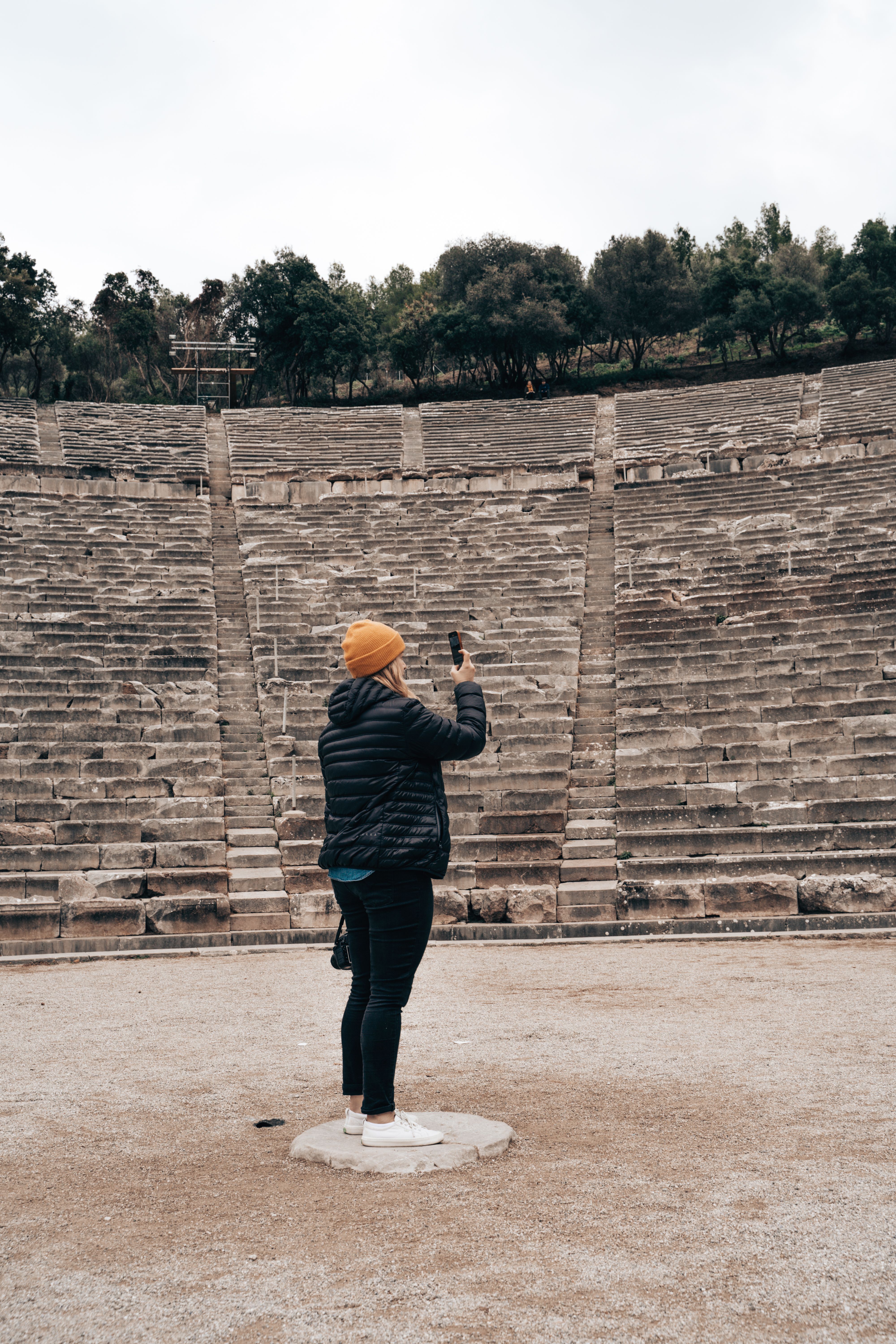 Woman Taking Pictures in Ancient Theatre · Free Stock Photo