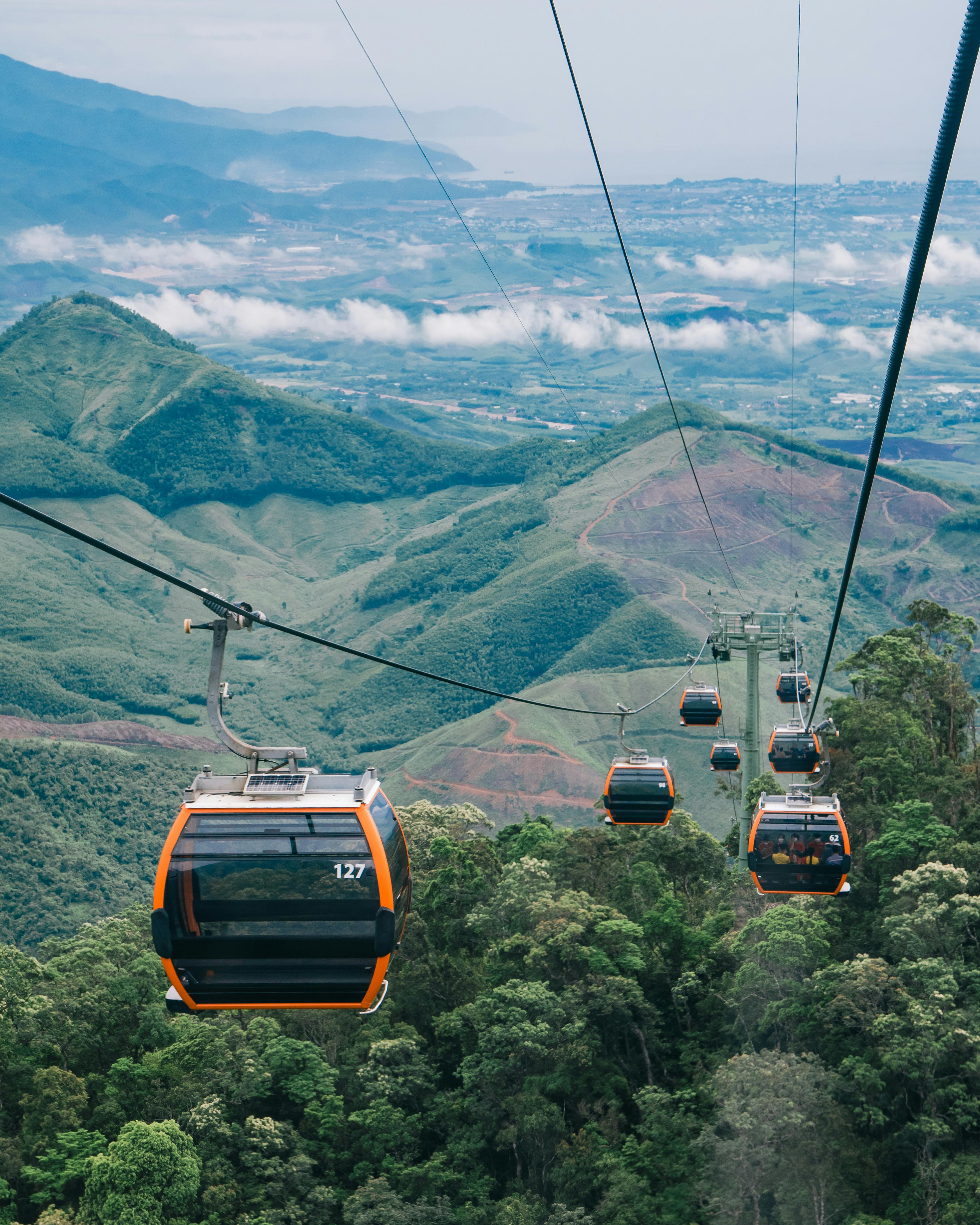 Aerial View of a Cable Car in Mountains · Free Stock Photo