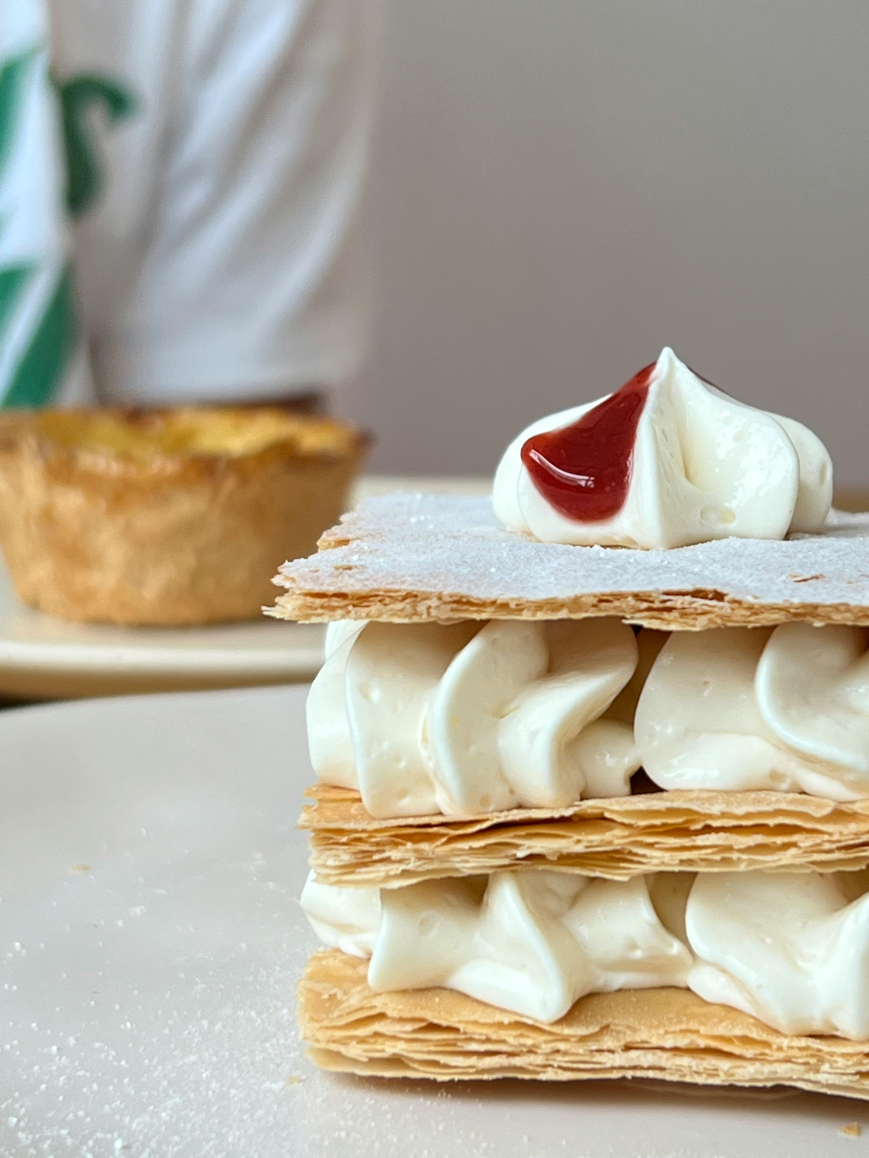 Puff Pastry Layered with Pastry Cream · Free Stock Photo