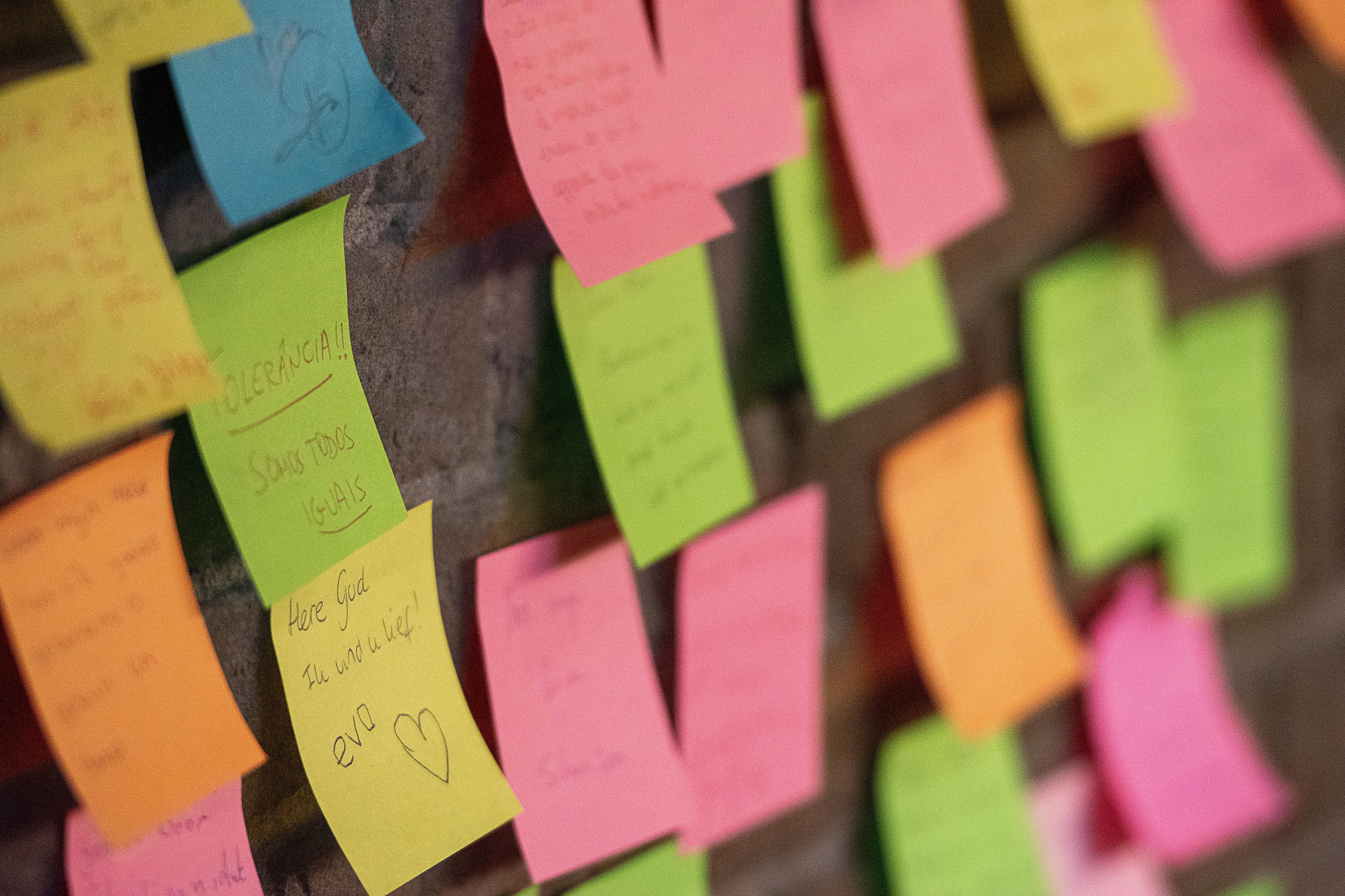 Photo of Sticky Notes and Colored Pens Scrambled on Table · Free Stock ...