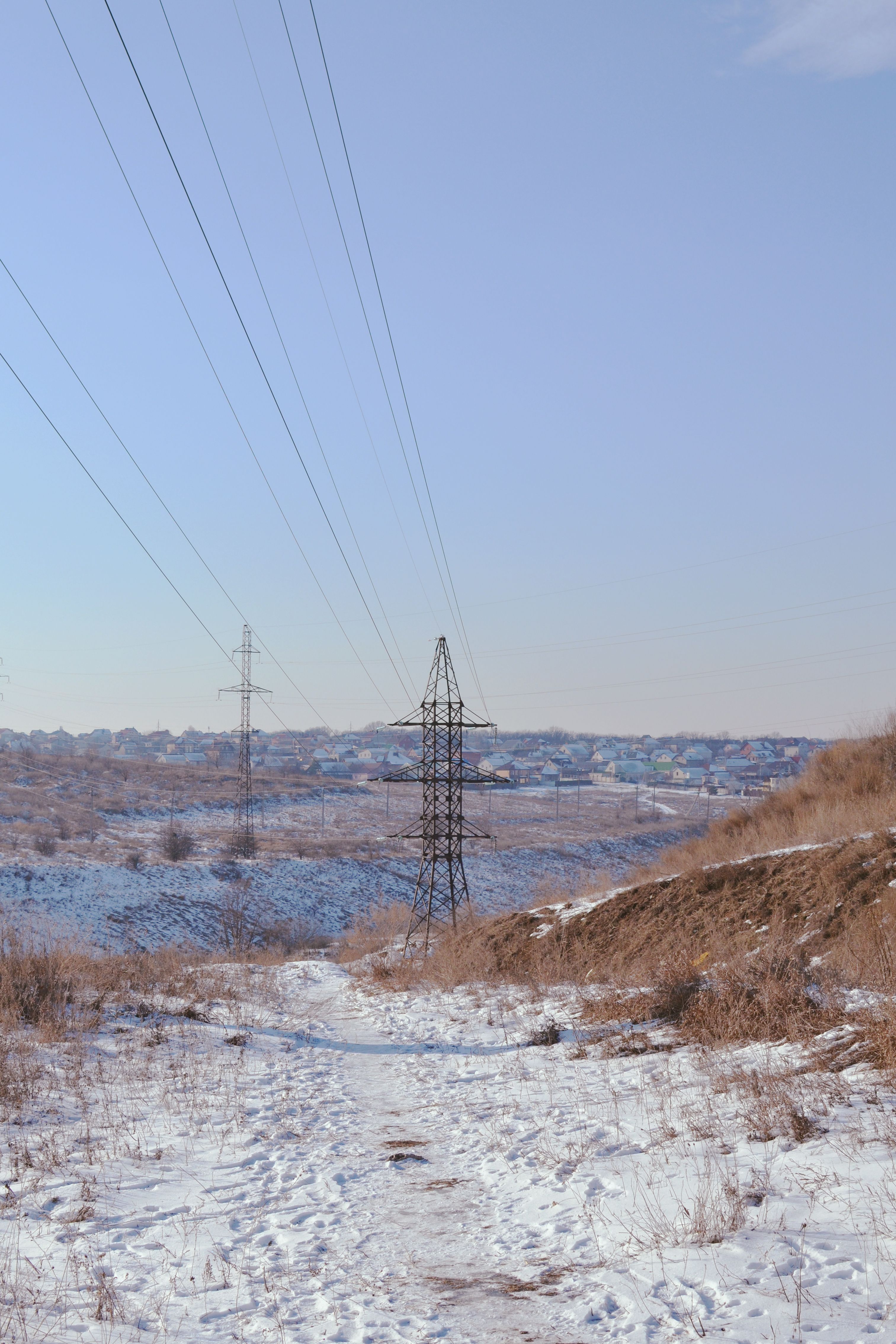 Red and White Power Line Tower · Free Stock Photo