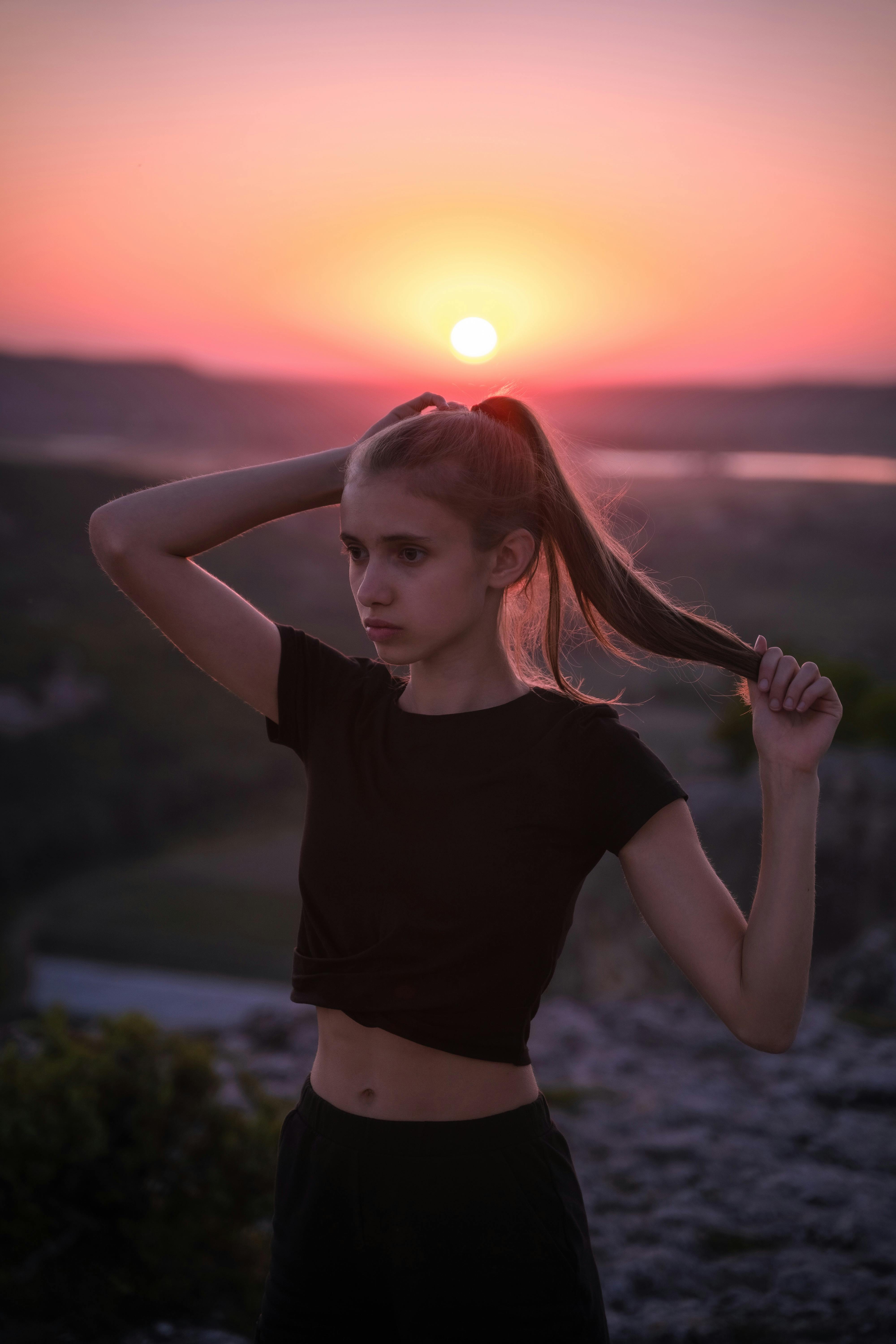 Slim Girl at Sunset · Free Stock Photo