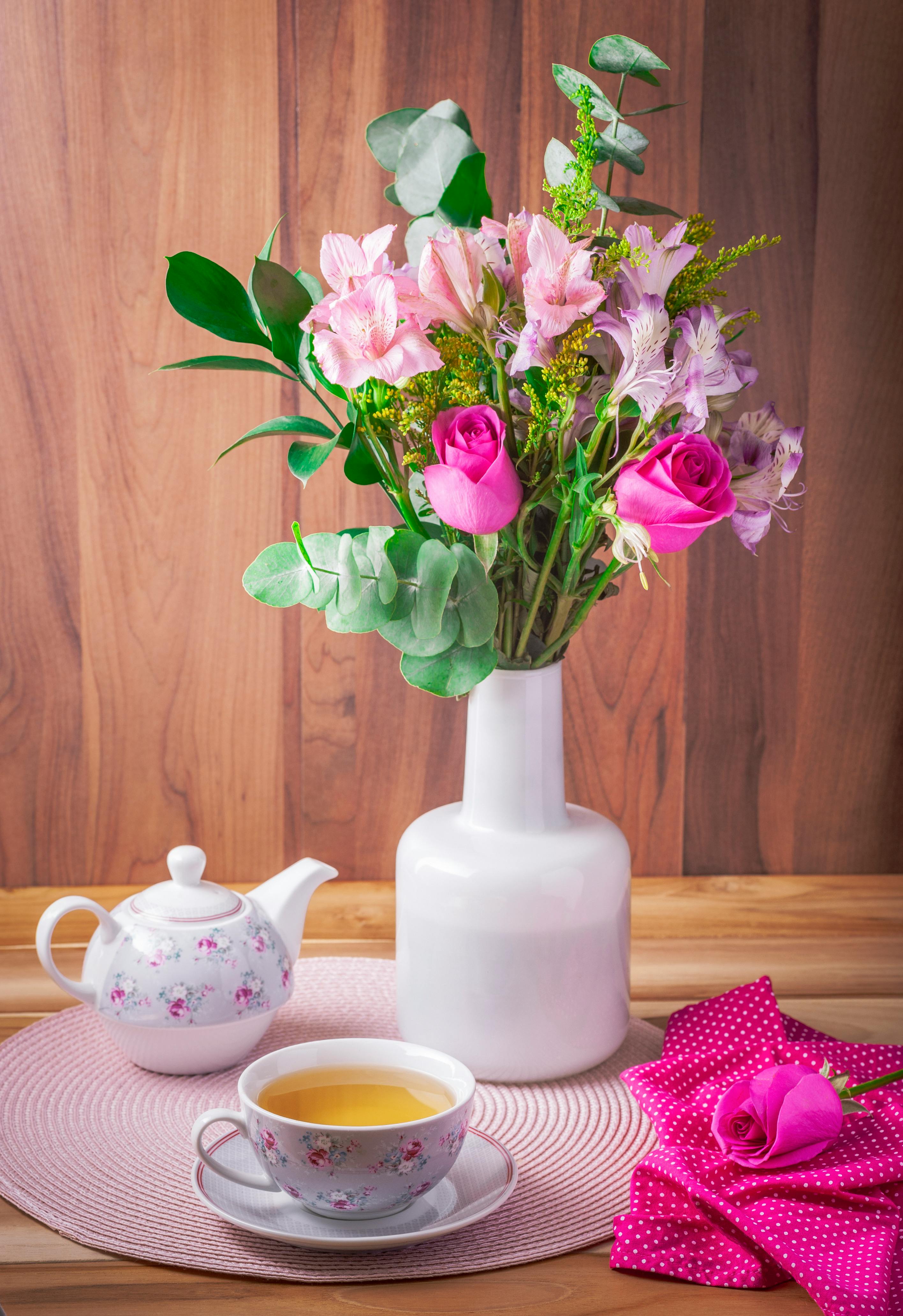 White Ceramic Teapot Near Flower Arrangement on White Surface · Free ...