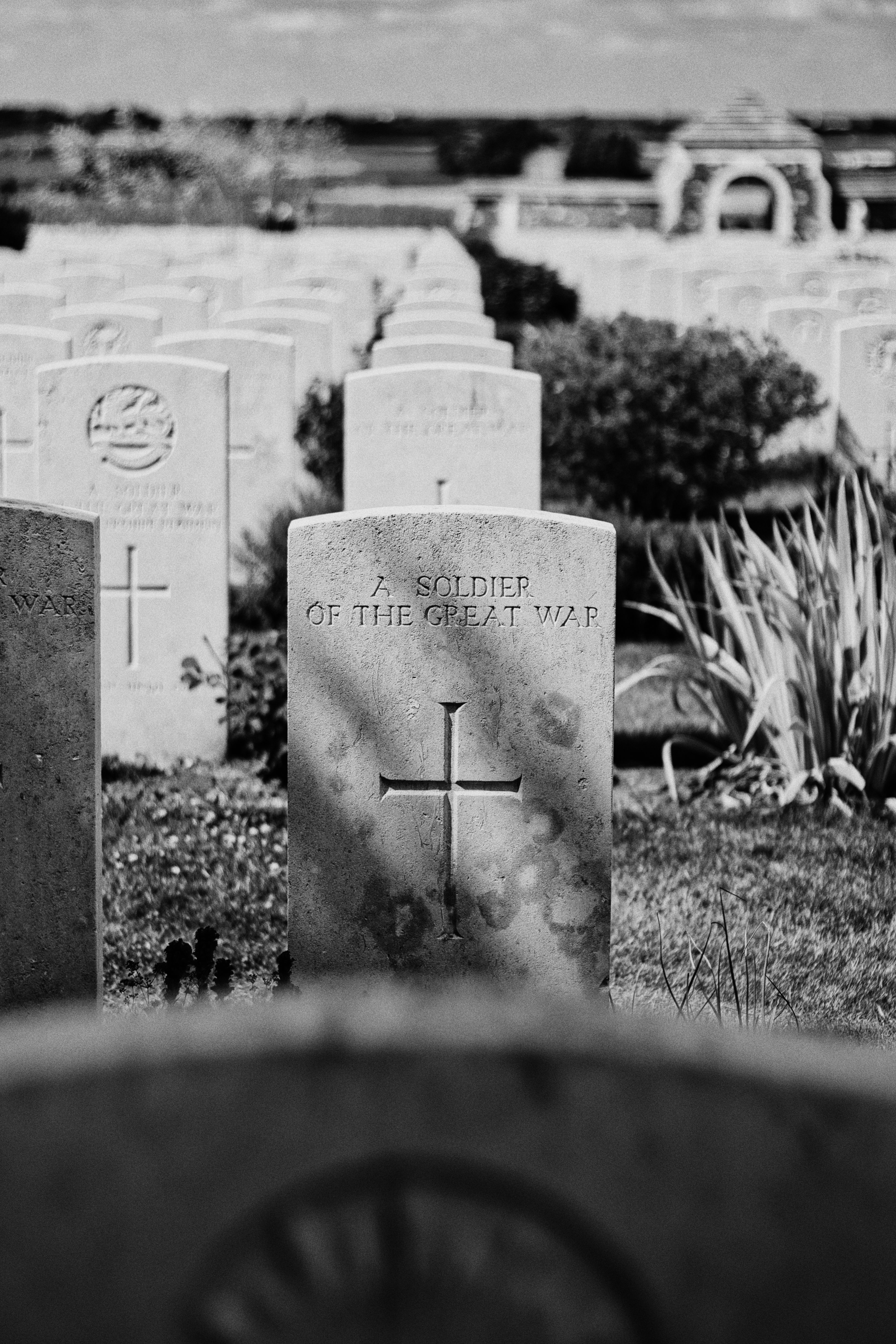 Grayscale Photo of Tombstones · Free Stock Photo