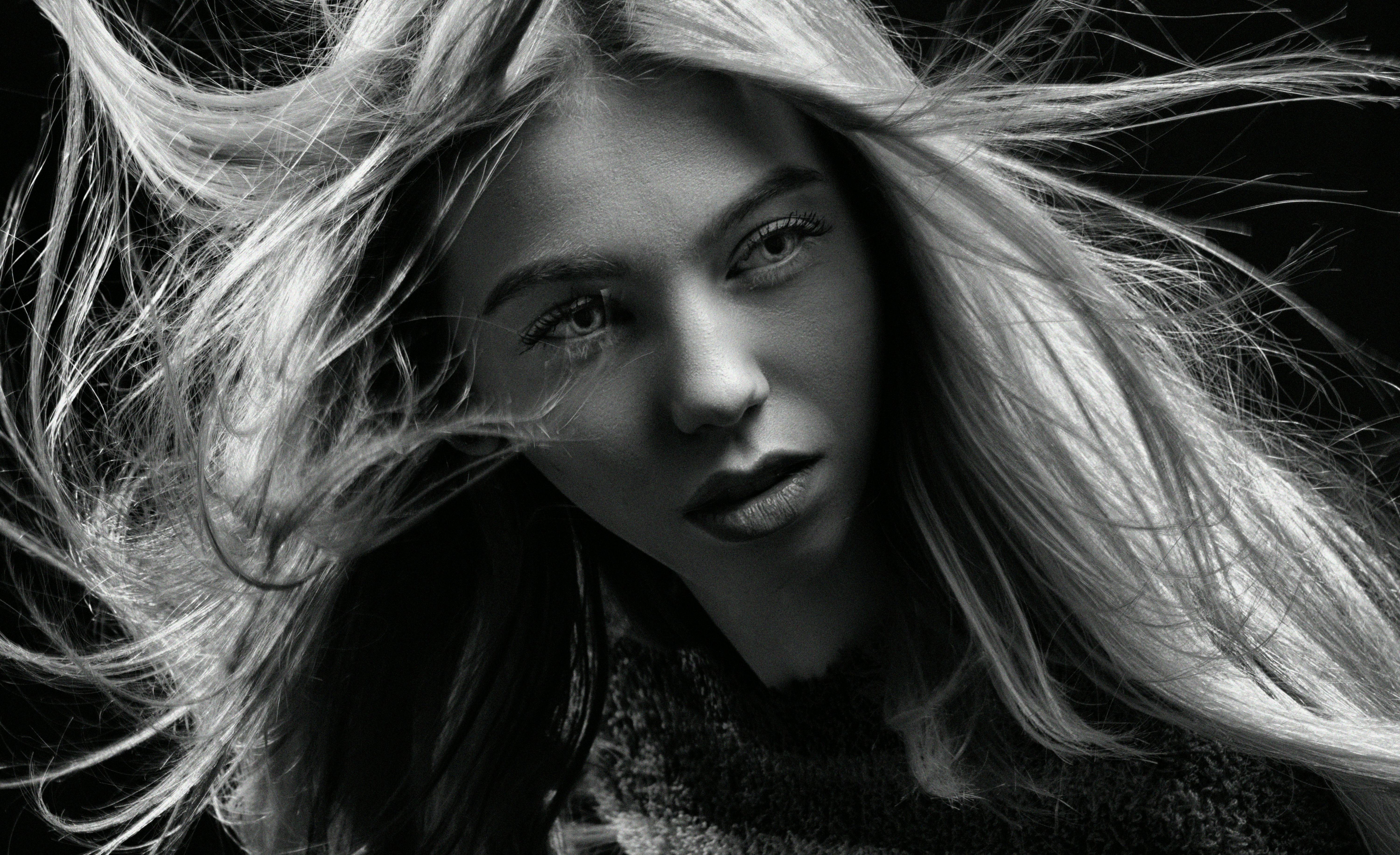 Grayscale Photo of Woman's Face · Free Stock Photo