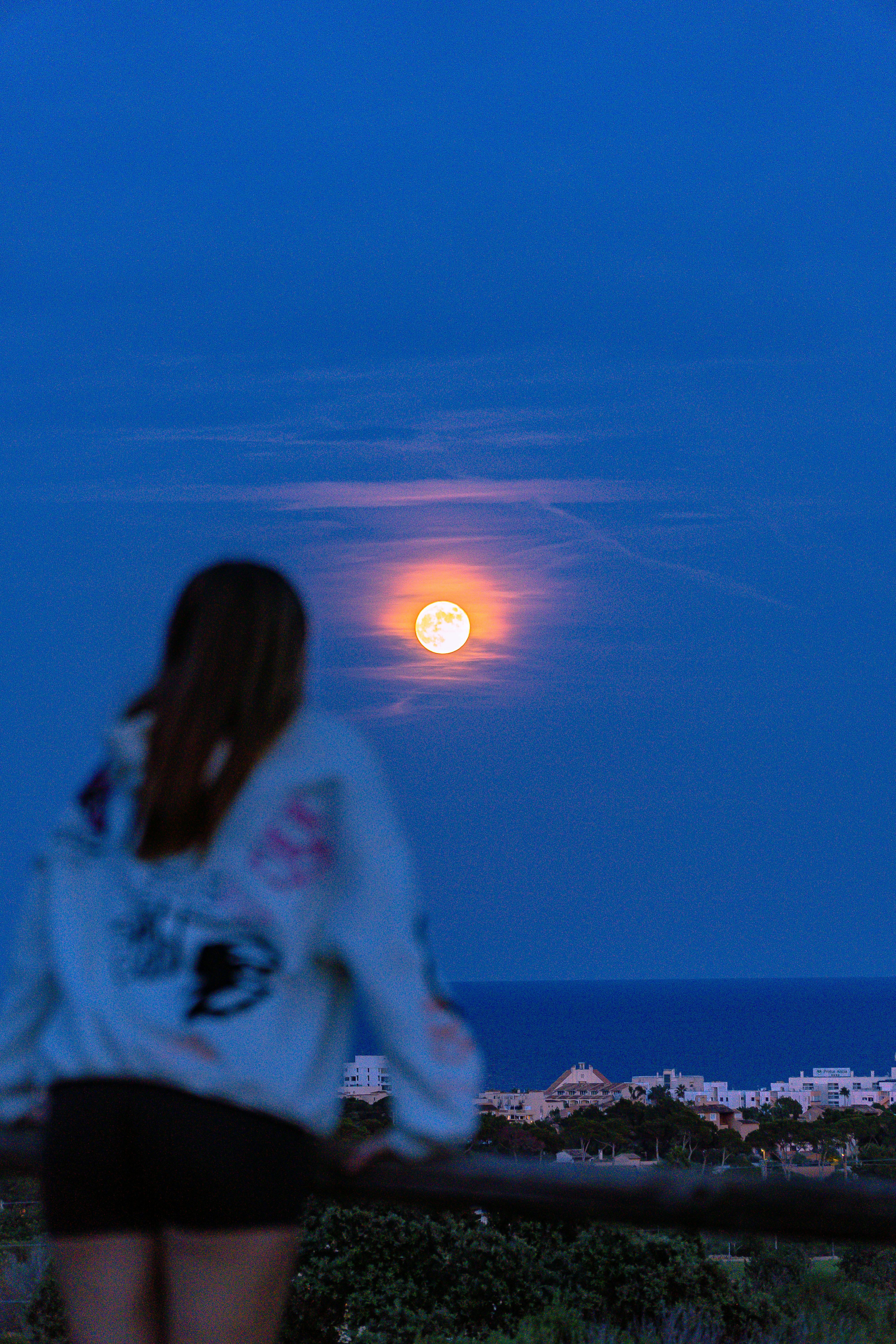 A Woman Looking a the Moon · Free Stock Photo