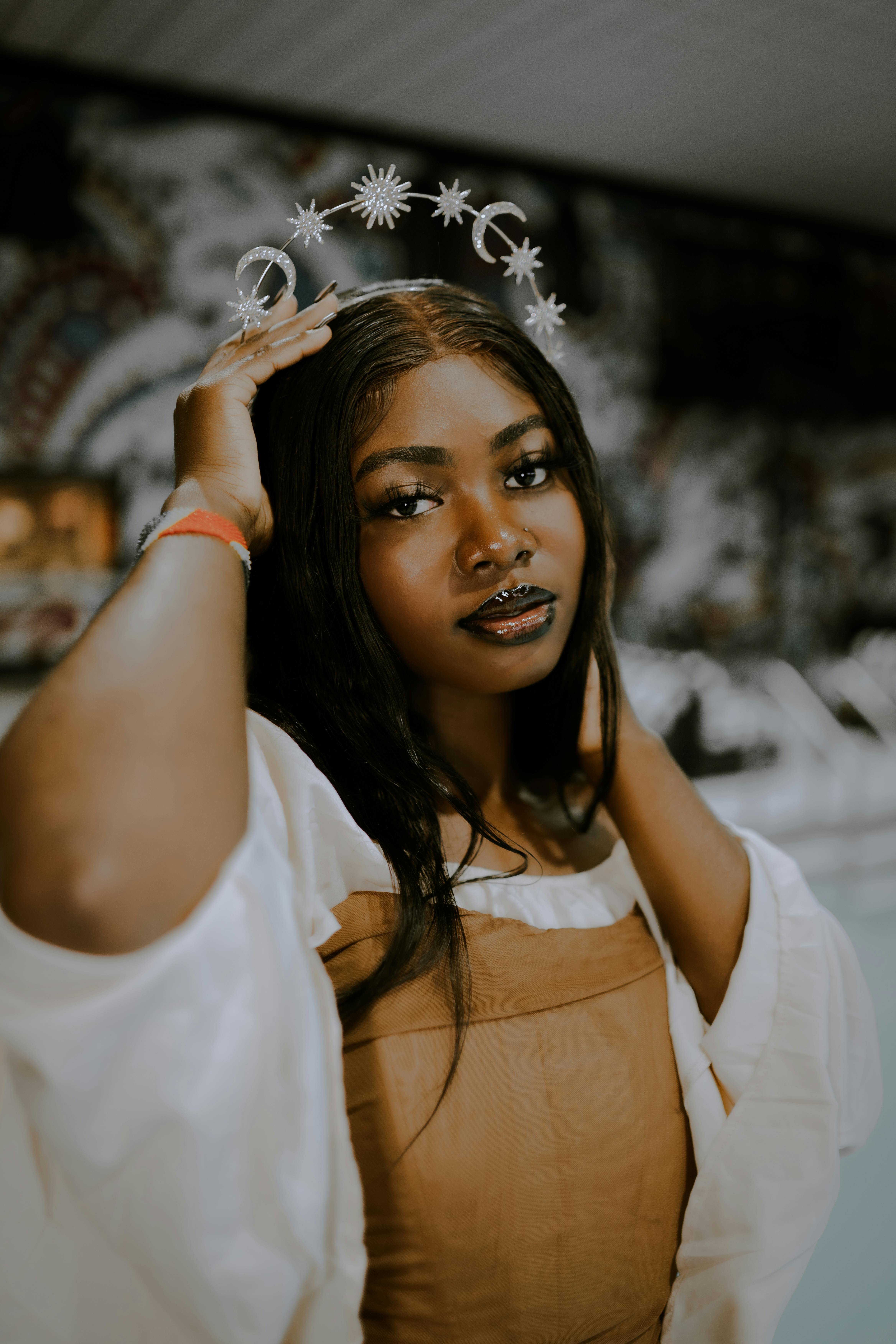 Portrait of Woman Wearing Halo Headband · Free Stock Photo