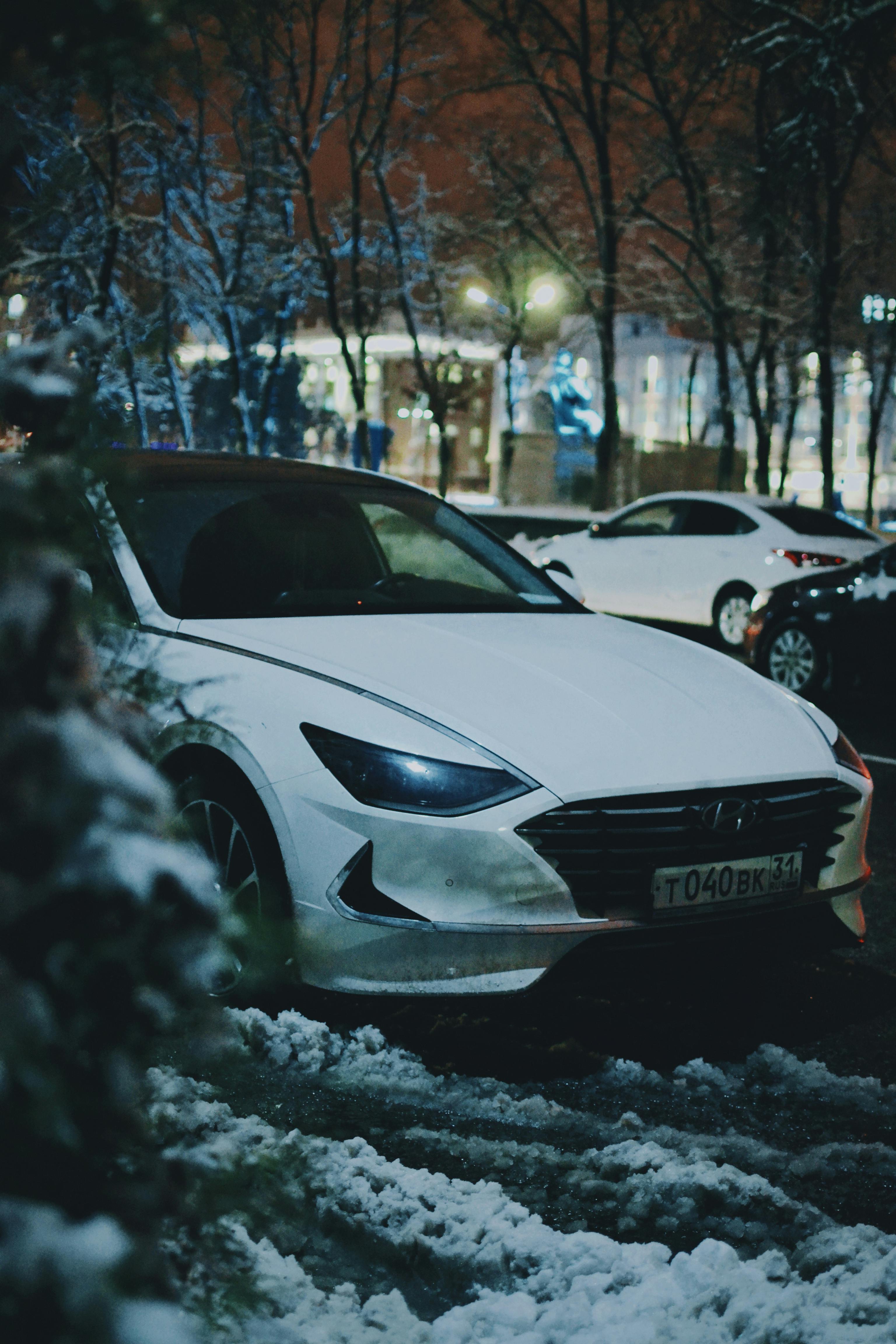 White Car on Snow Covered Road · Free Stock Photo