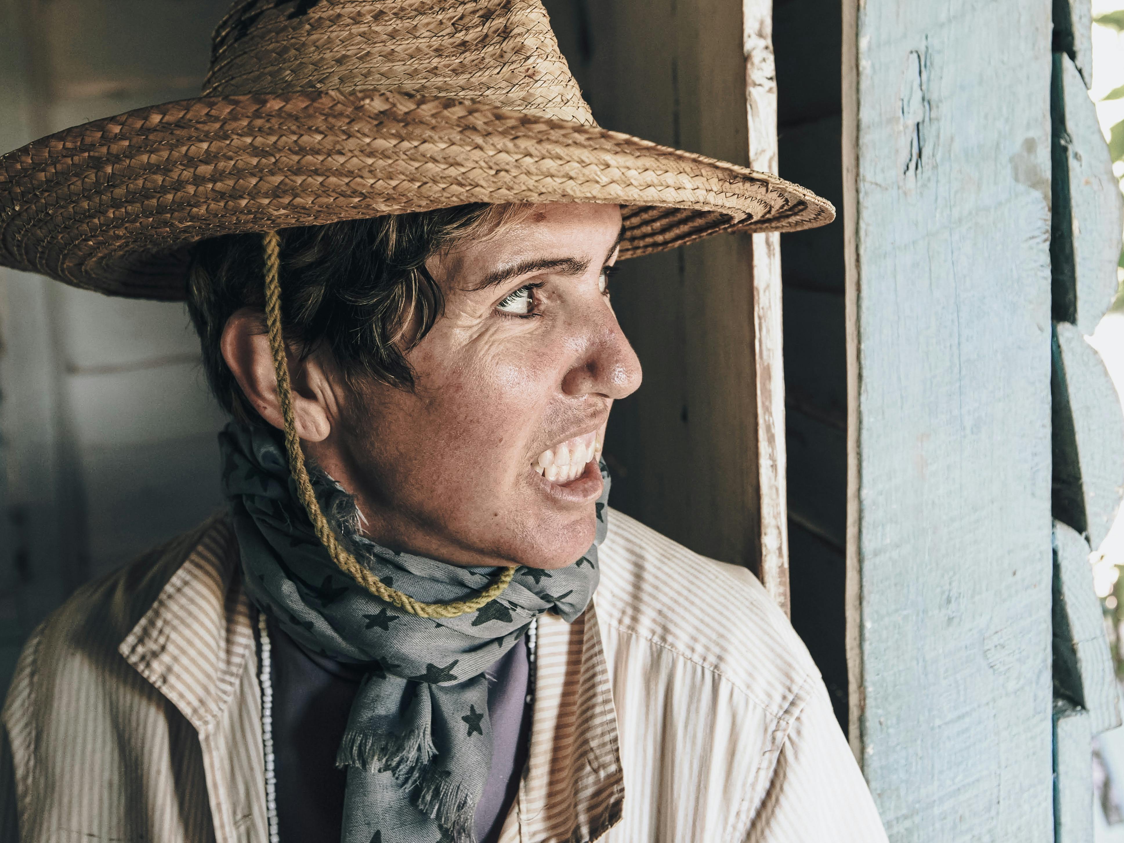 Beautiful Woman Wearing Straw Hat Seriously Looking at the Camera ...