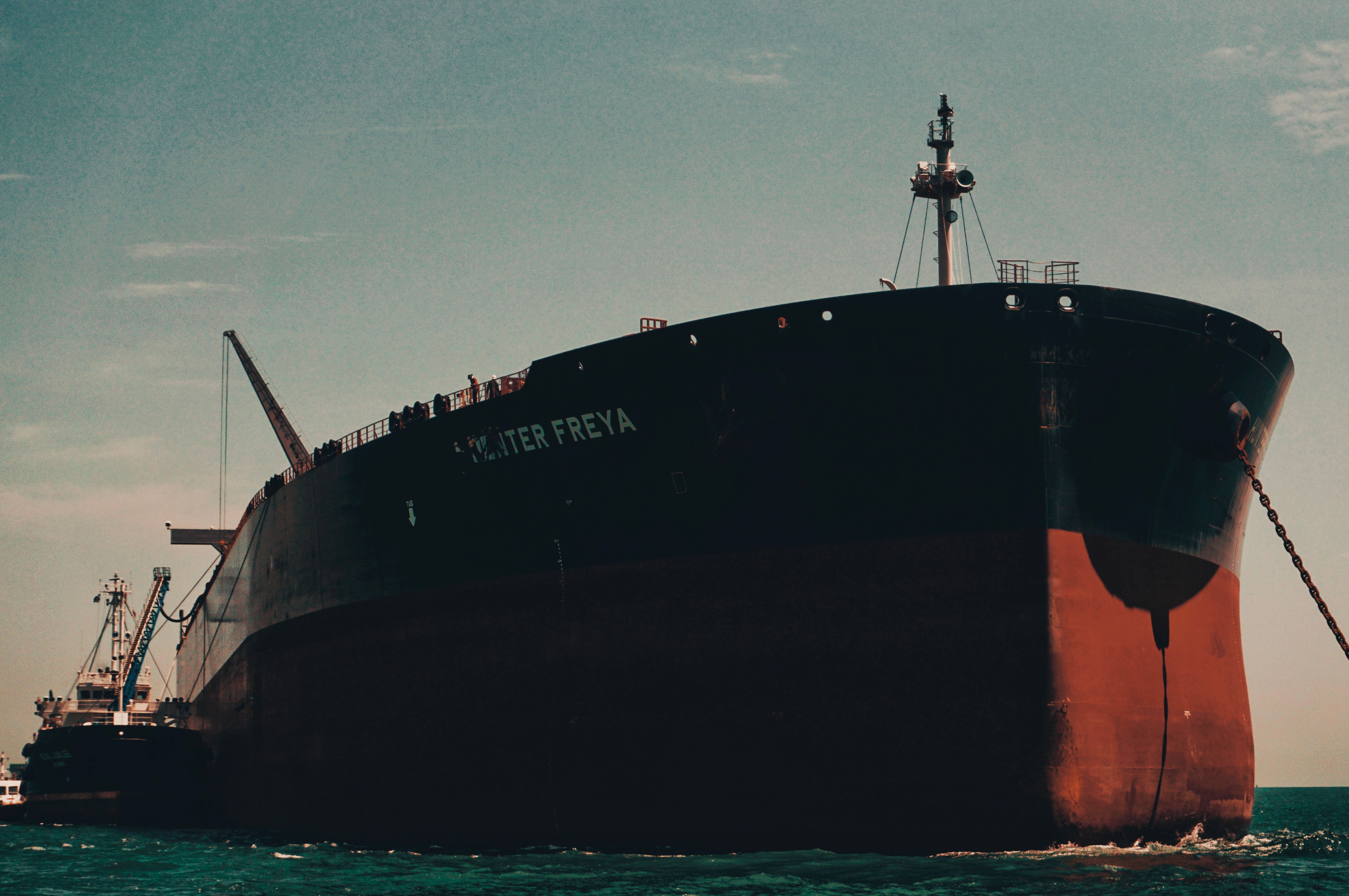 Oil Tanker Vessel Anchored on Sea · Free Stock Photo
