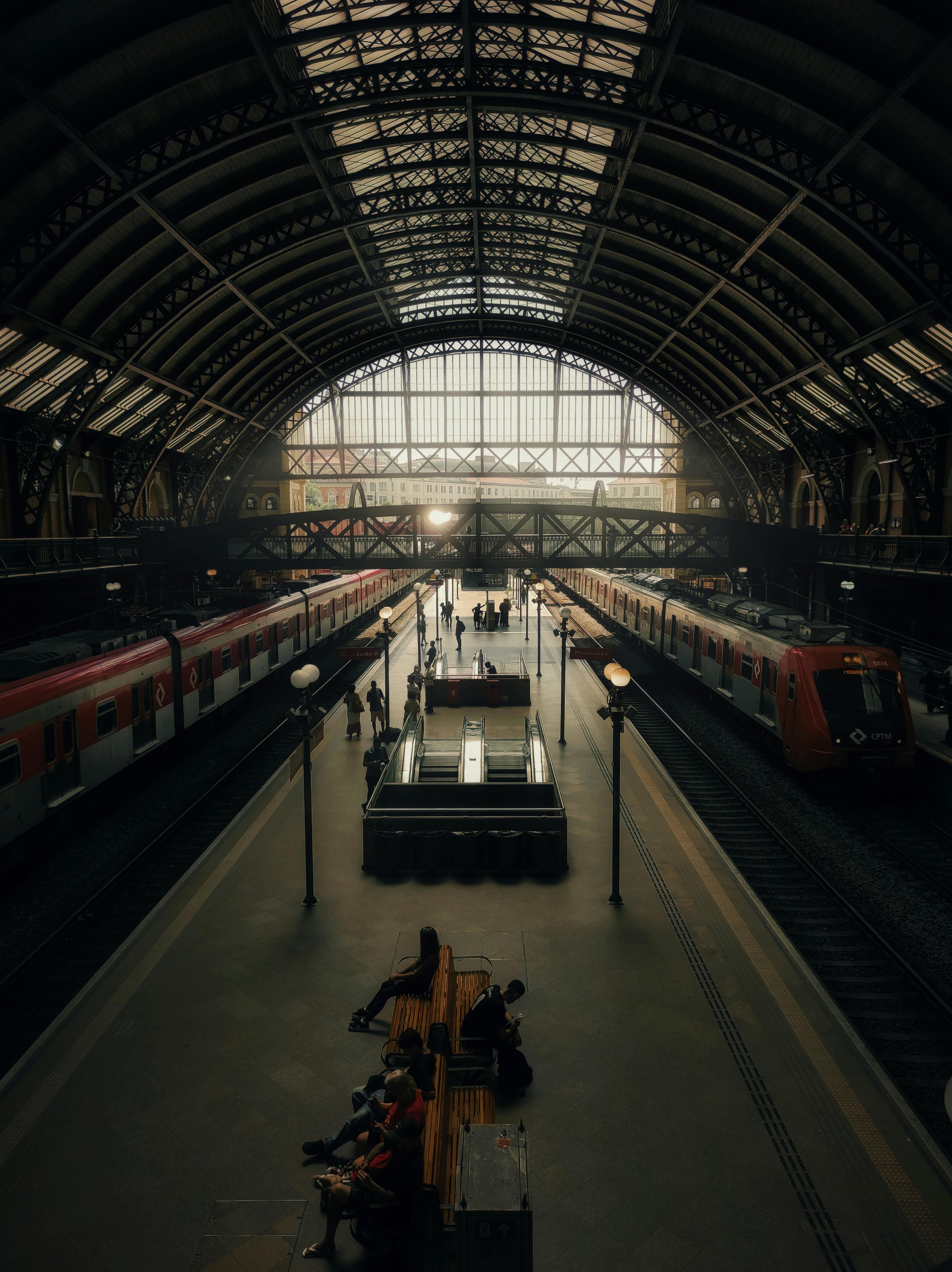 High Angle Shot of the Interior of a Train Station · Free Stock Photo