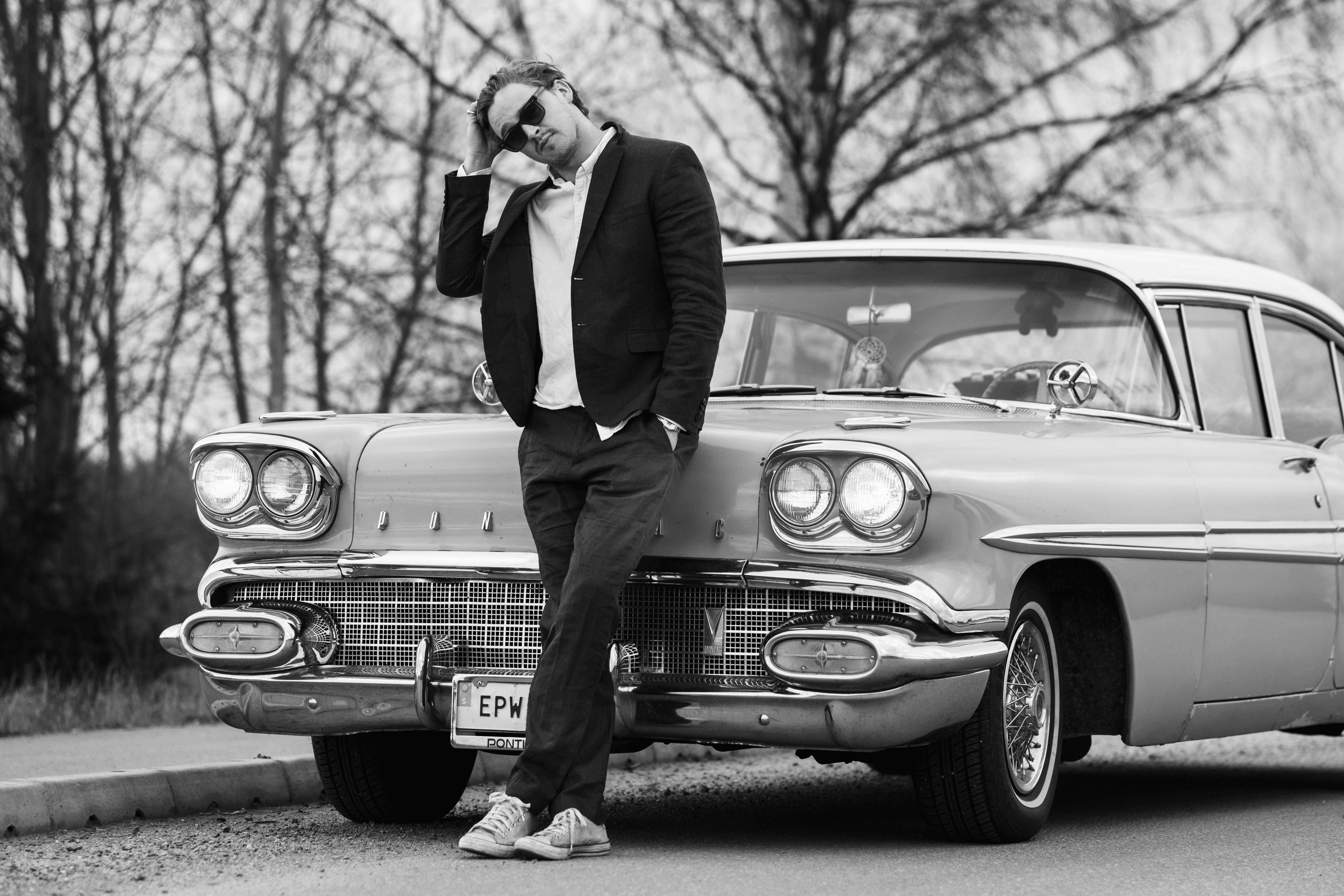 Grayscale Photo of Classic Car · Free Stock Photo