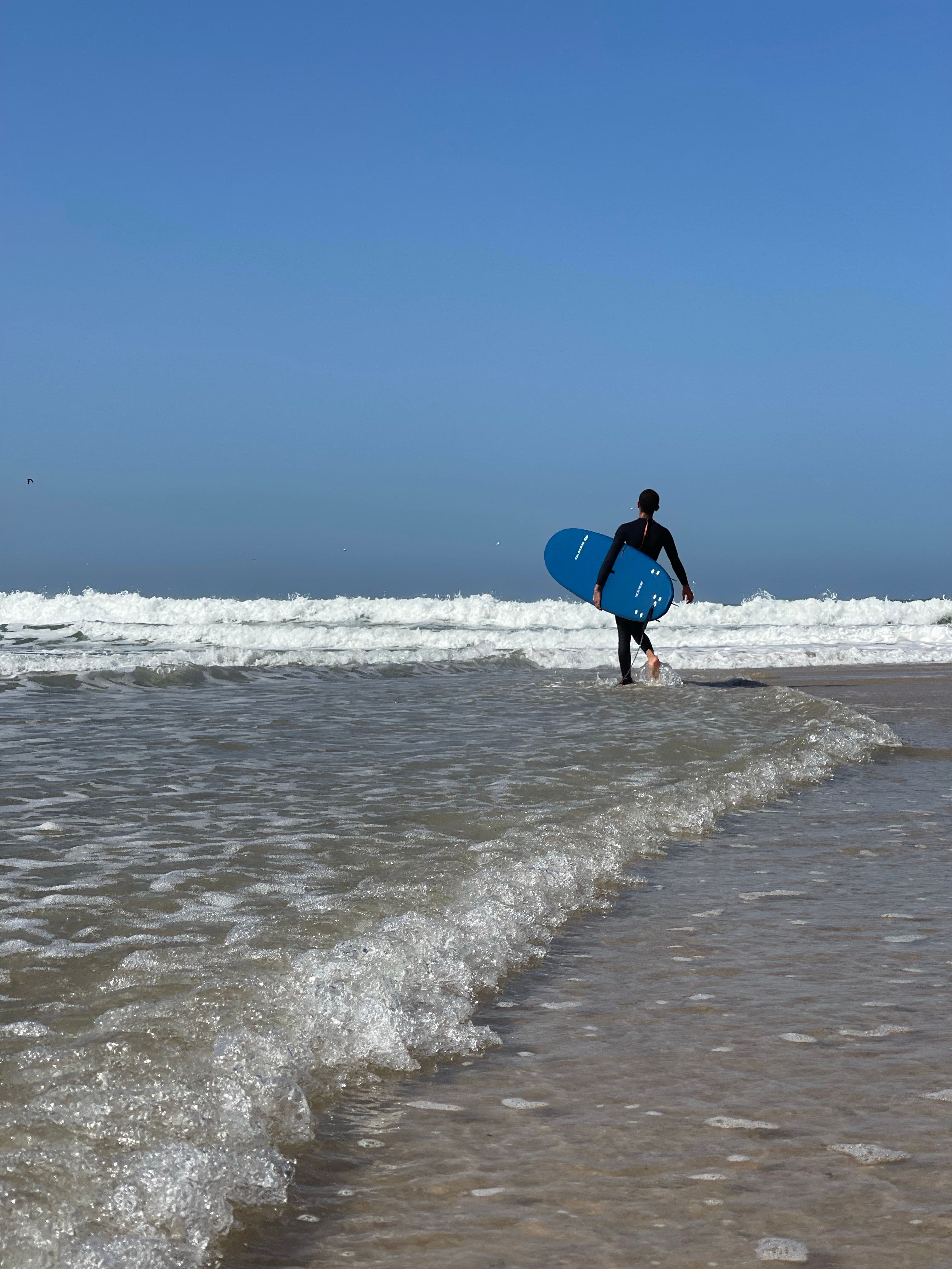 Surfer on Seashore Carrying a Surfboard · Free Stock Photo