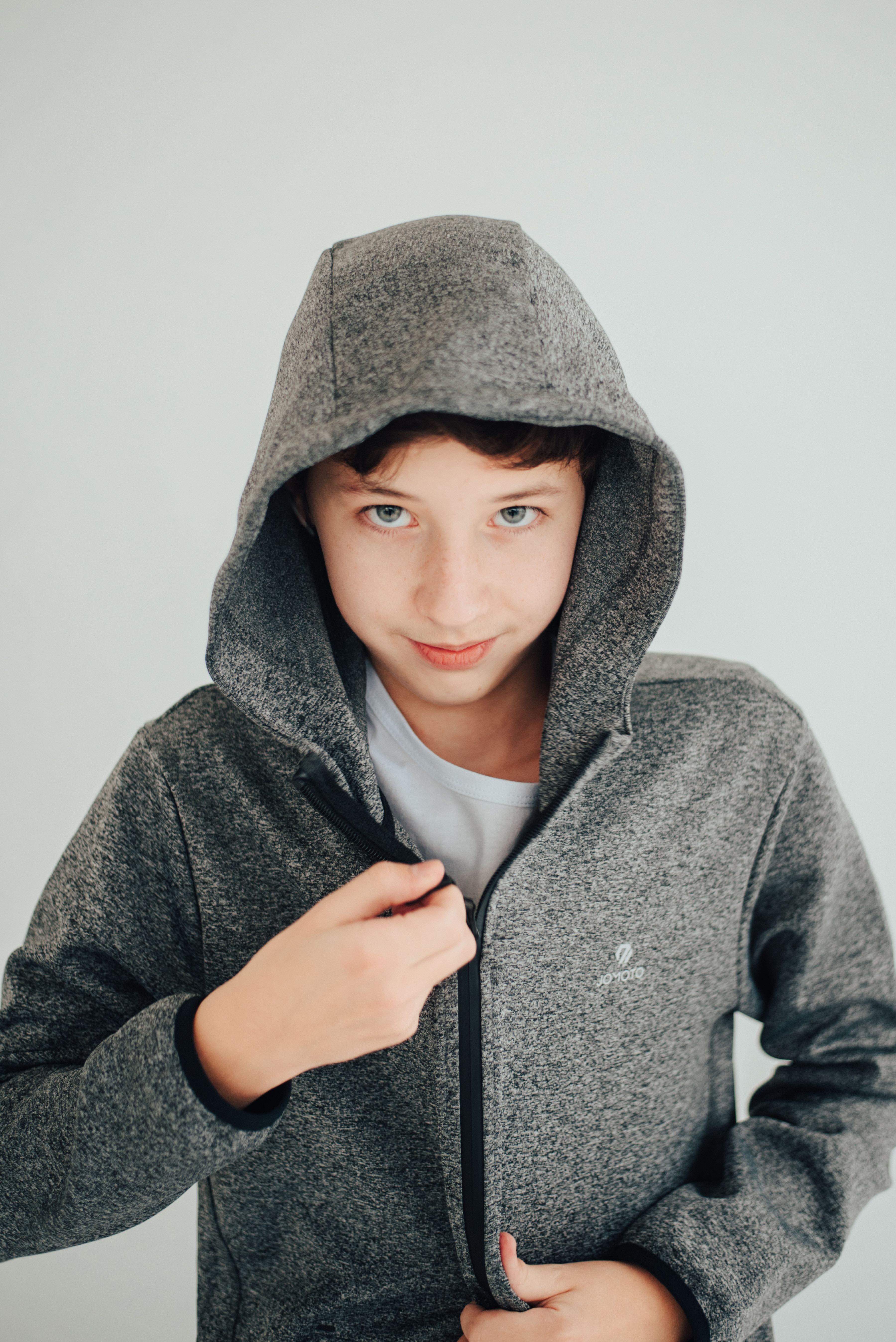 Boy Wearing Gray Zip Up Jacket · Free Stock Photo