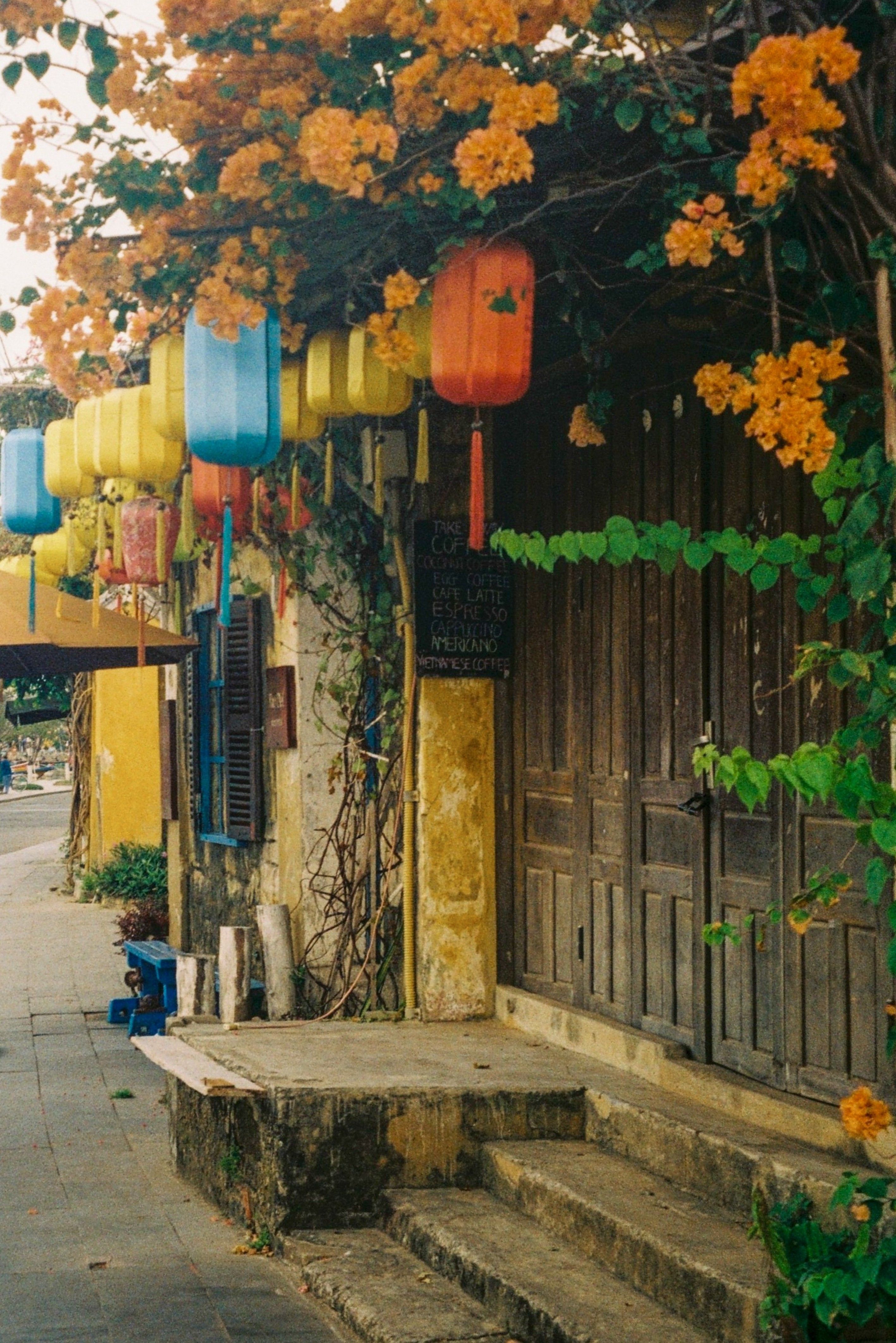 Traditional Japanese Lanterns Hanging on the Pathway with Morning Sun ...