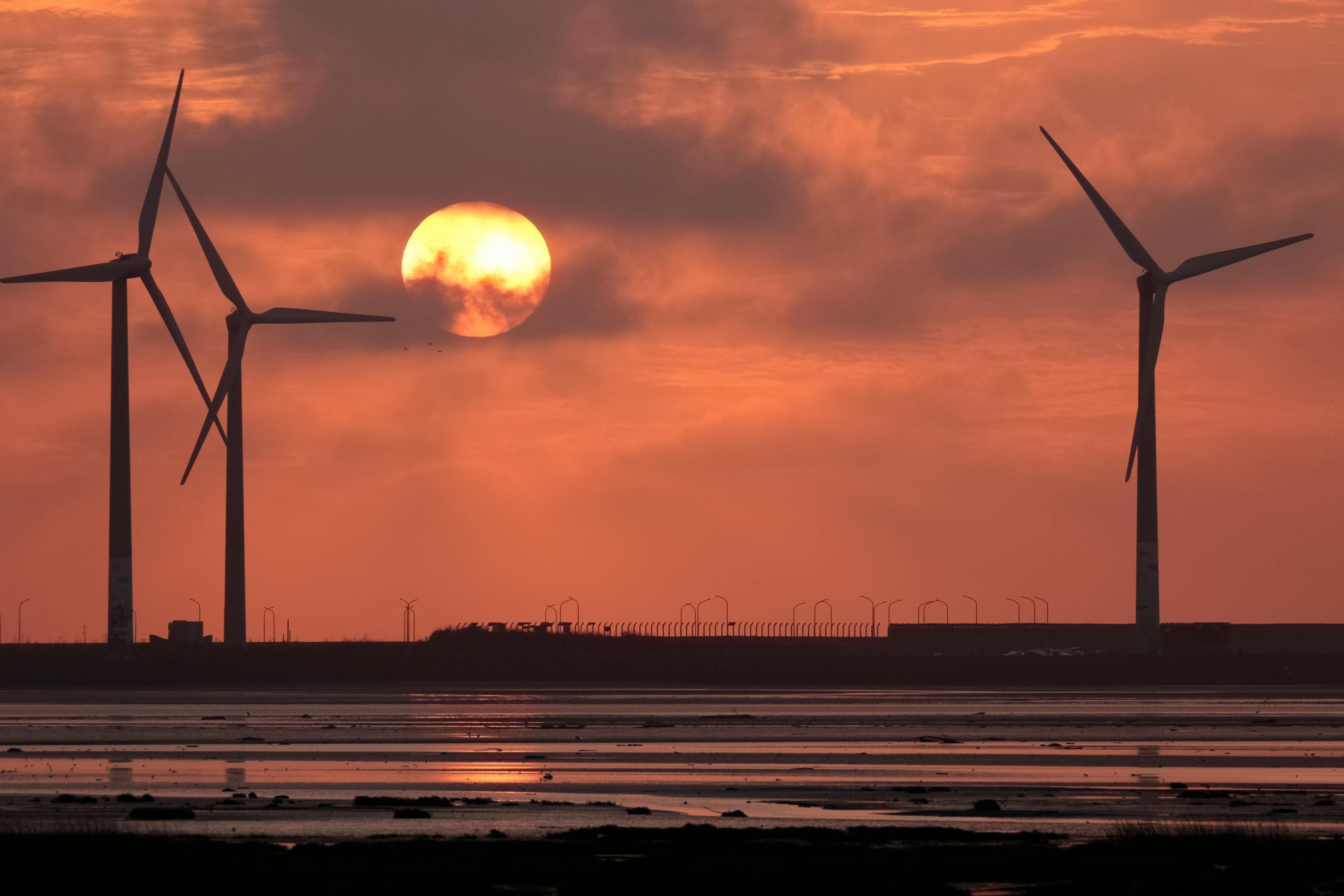 Wind Turbines During sunset · Free Stock Photo