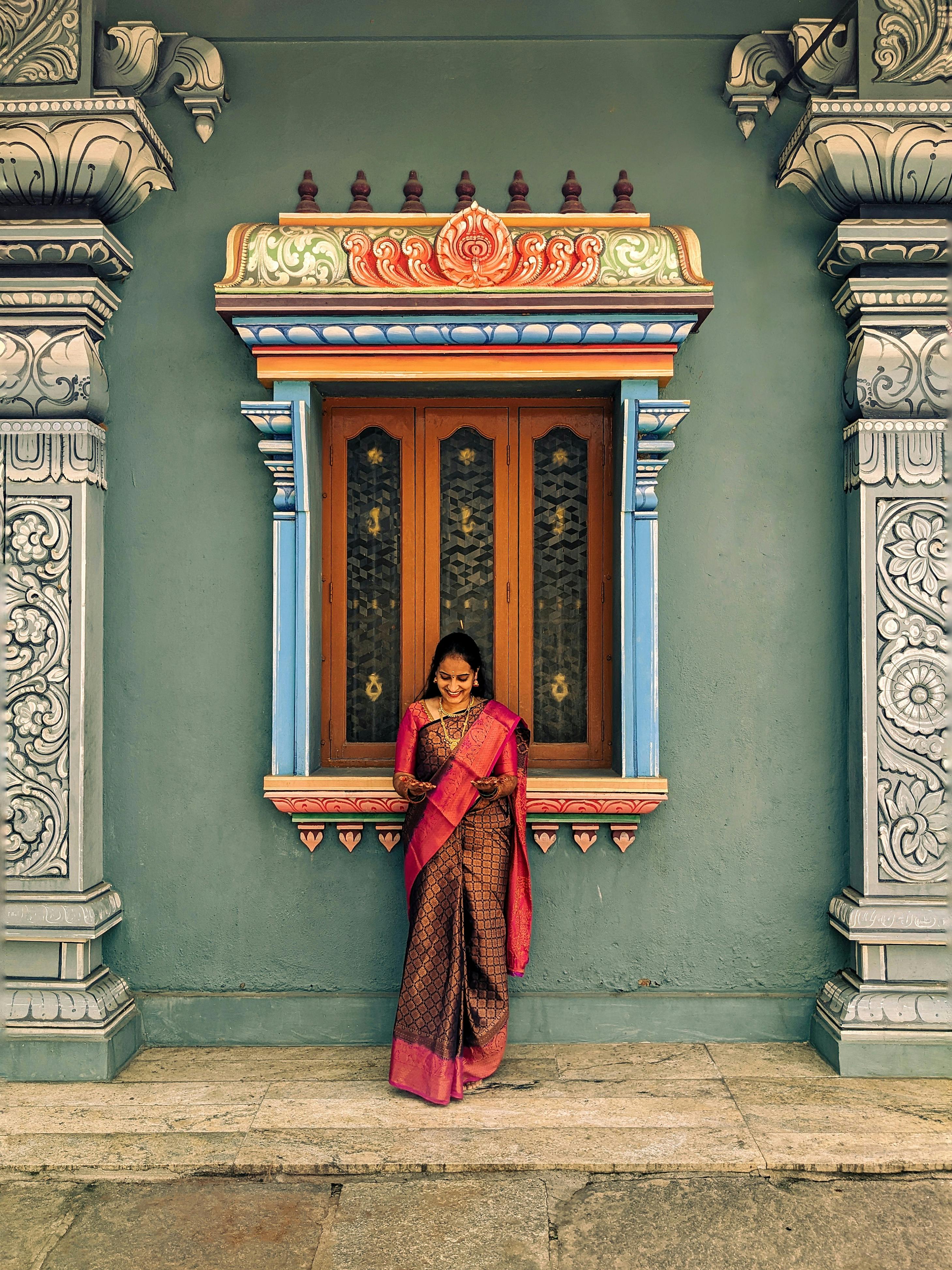 Bride Wearing Traditional Clothing in front of Ornate Building · Free ...