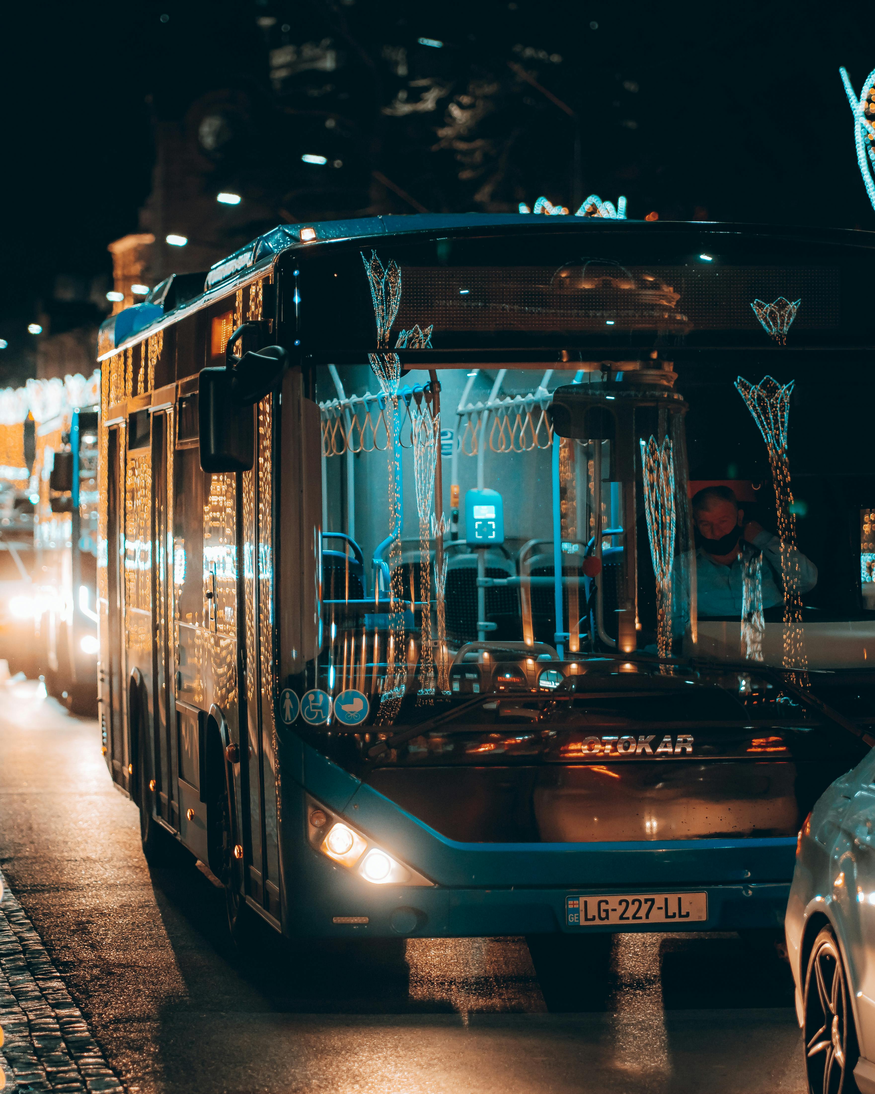 Buses on the Road During Night Time · Free Stock Photo